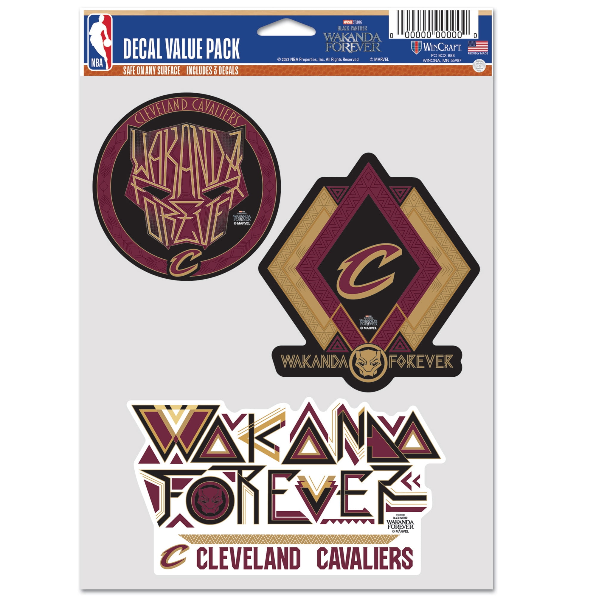 WinCraft Cleveland Cavaliers Three-Pack Black Panther 2 Fan Decal Set ...