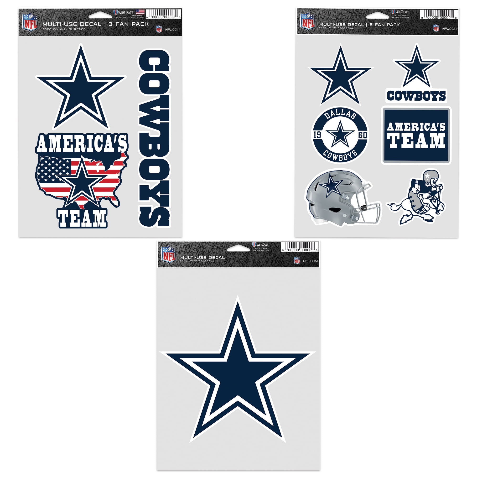 WinCraft Dallas Cowboys Three-Pack Fan Decal Set - Walmart.com