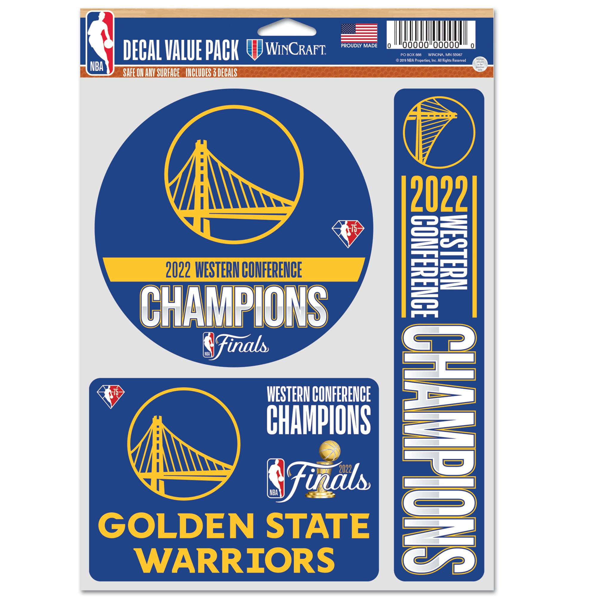 WinCraft Golden State Warriors 2022 Western Conference Champions 3-Pack ...