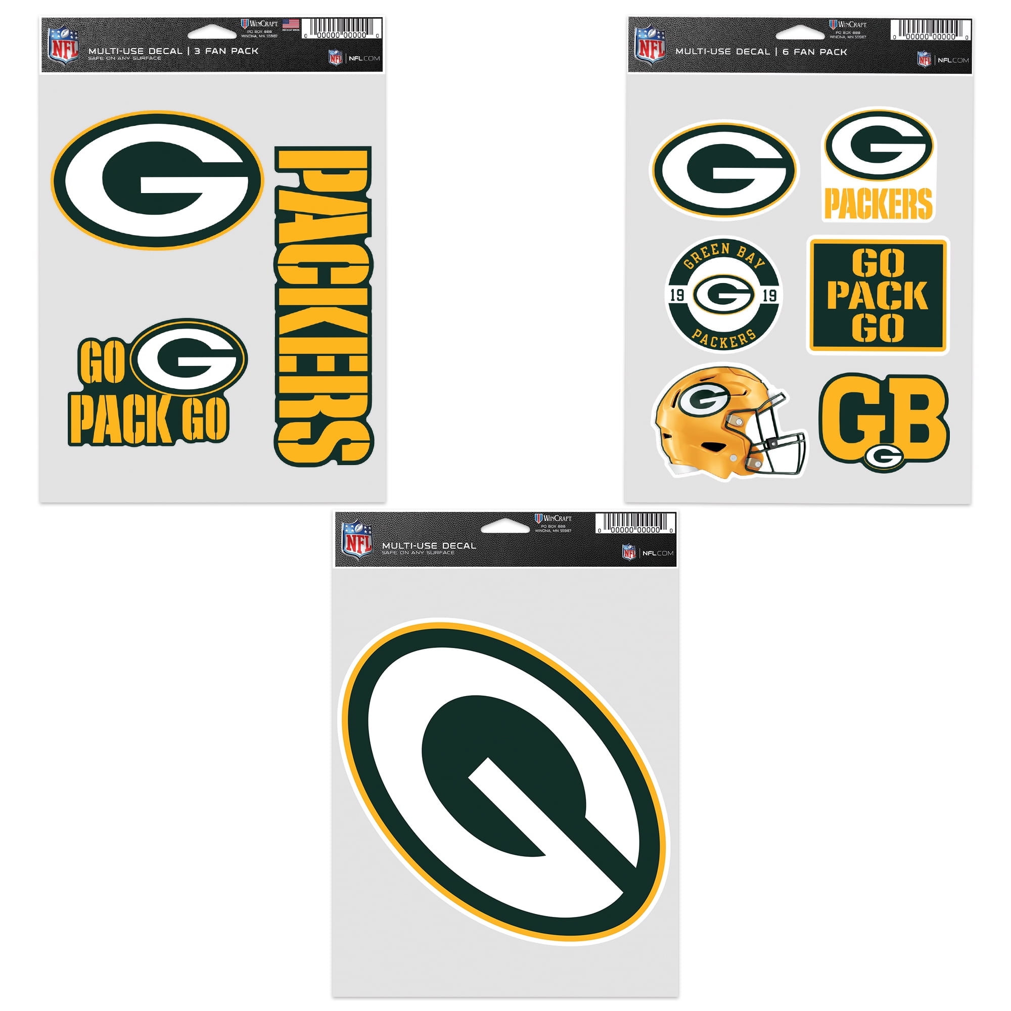WinCraft Green Bay Packers Three-Pack Fan Decal Set - Walmart.com