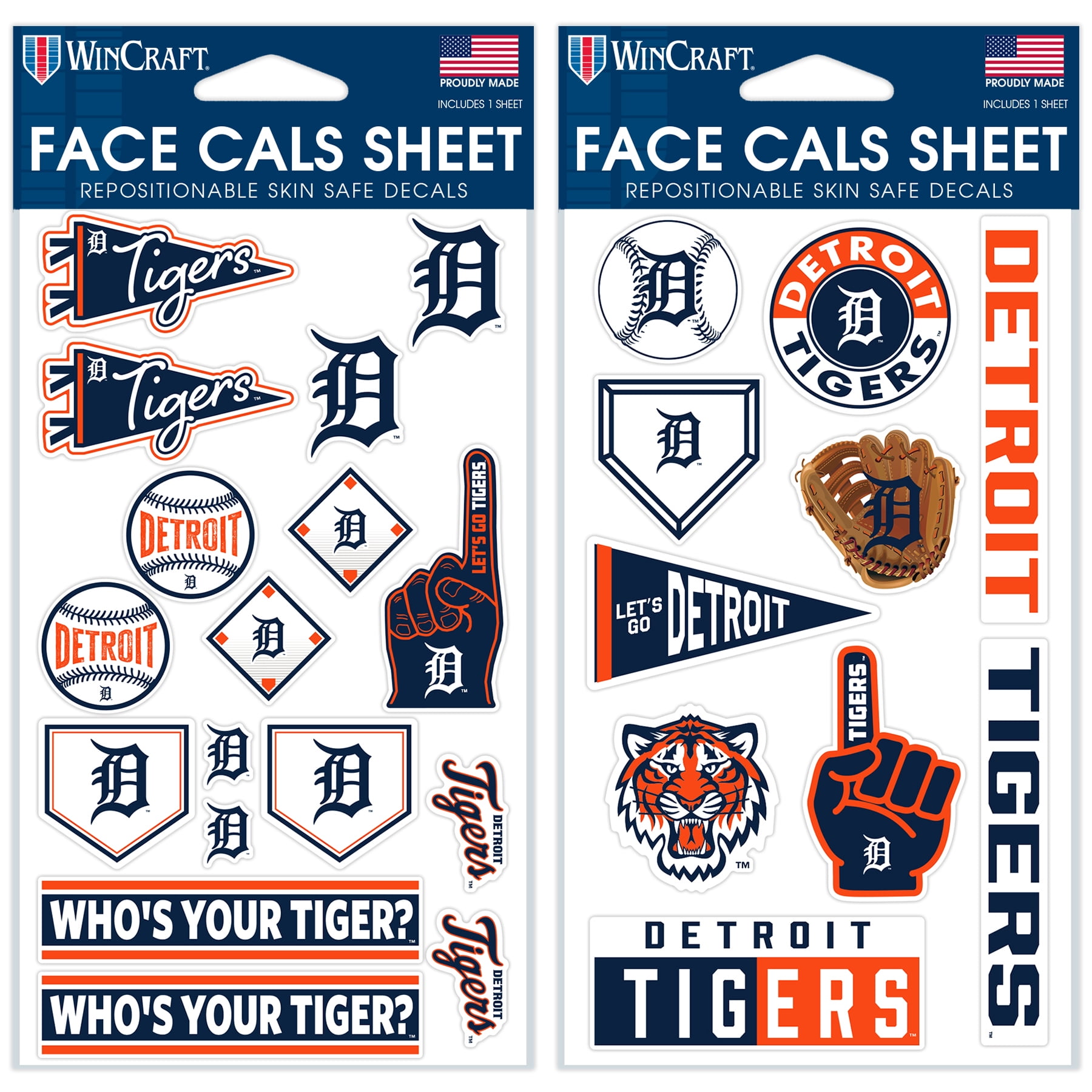 WinCraft MLB Detroit Tigers Team 4" x 7" Face Cal Assortment Pack ...
