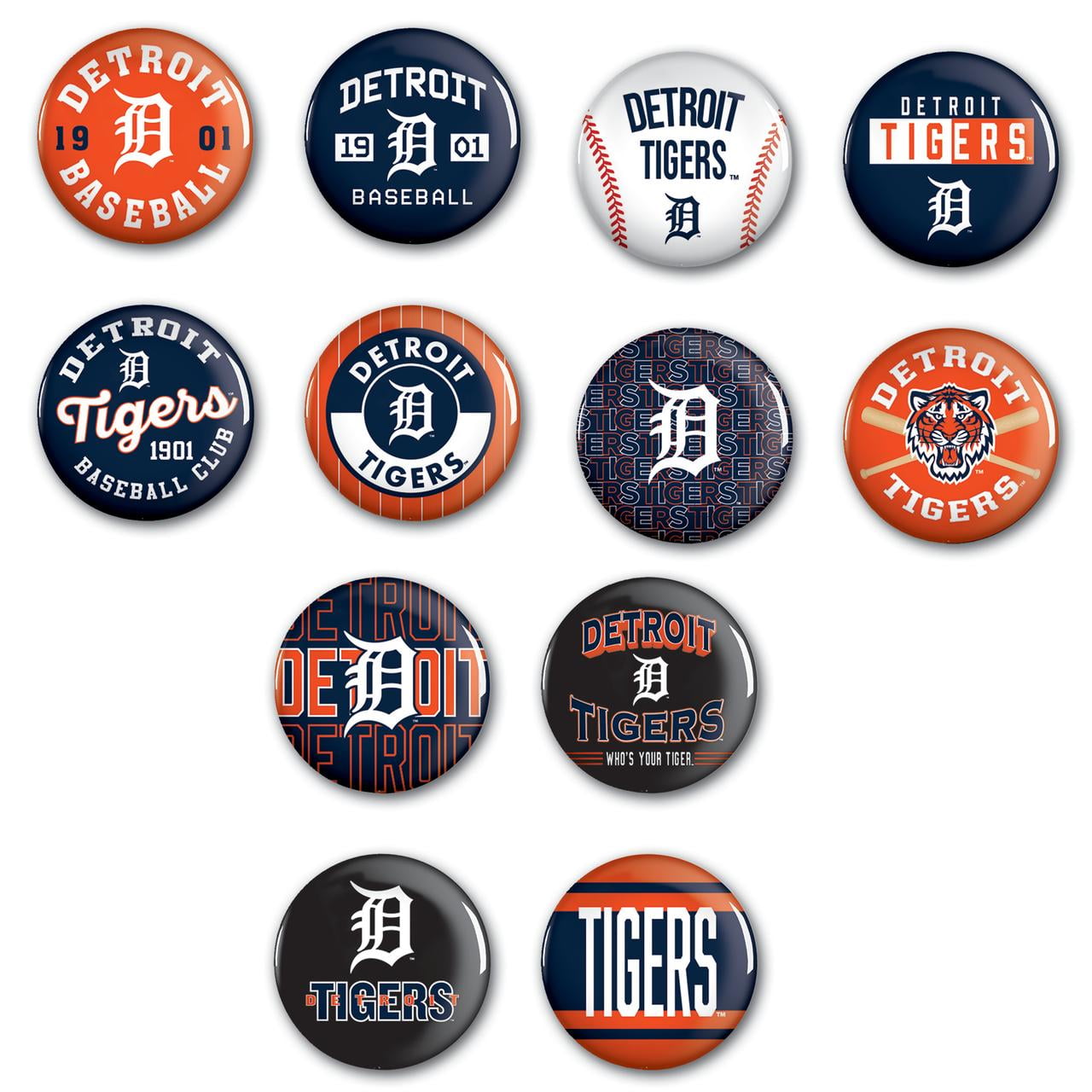 WinCraft MLB Detroit Tigers Team Graphics 4 Pack 1.25" Assorted Buttons ...
