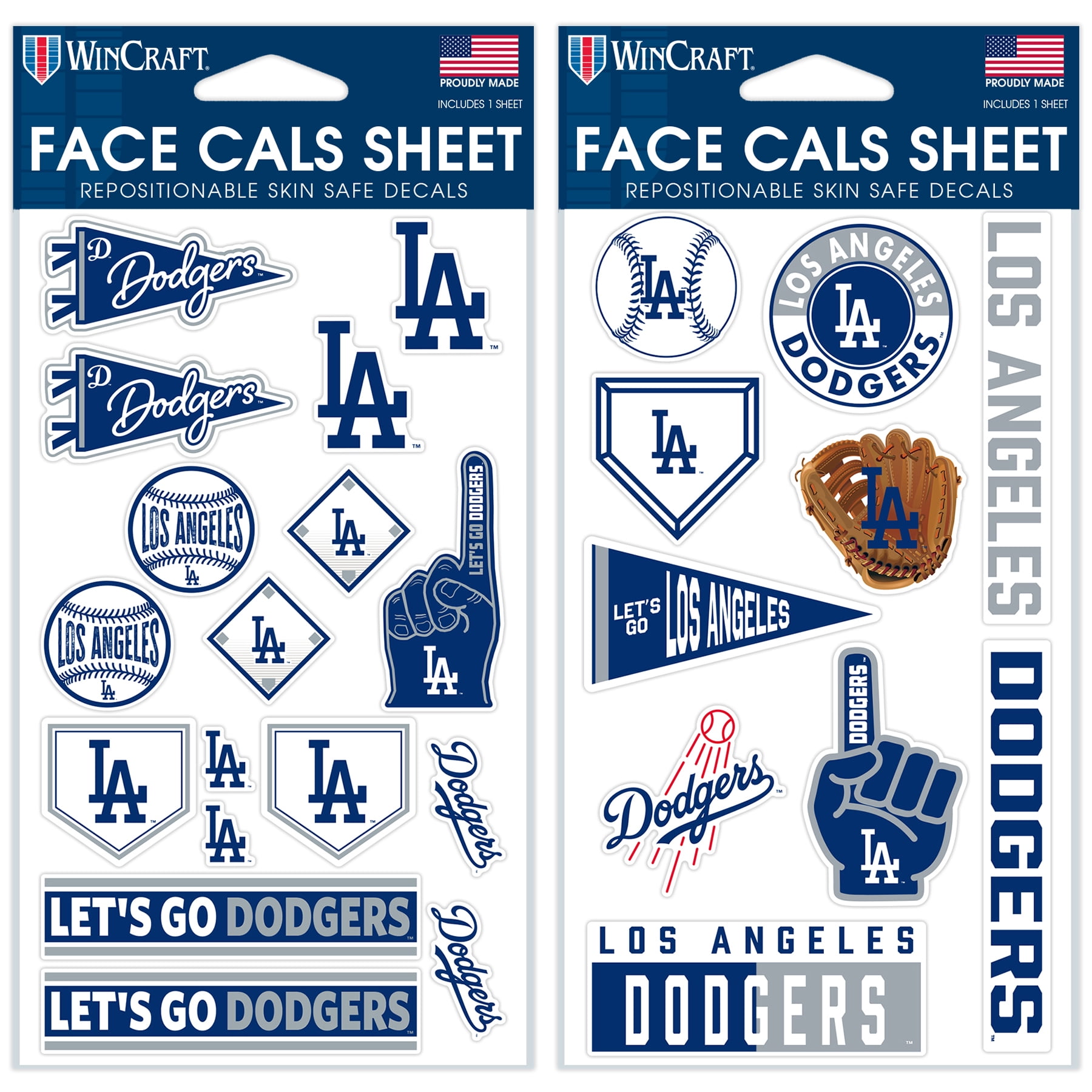 WinCraft MLB Los Angeles Dodgers Team 4" x 7" Face Cal Assortment Pack ...