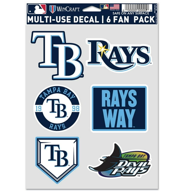 WinCraft MLB Tampa Bay Rays Team Alternate 5" x 7.75" 6 Pack Fan Decal ...