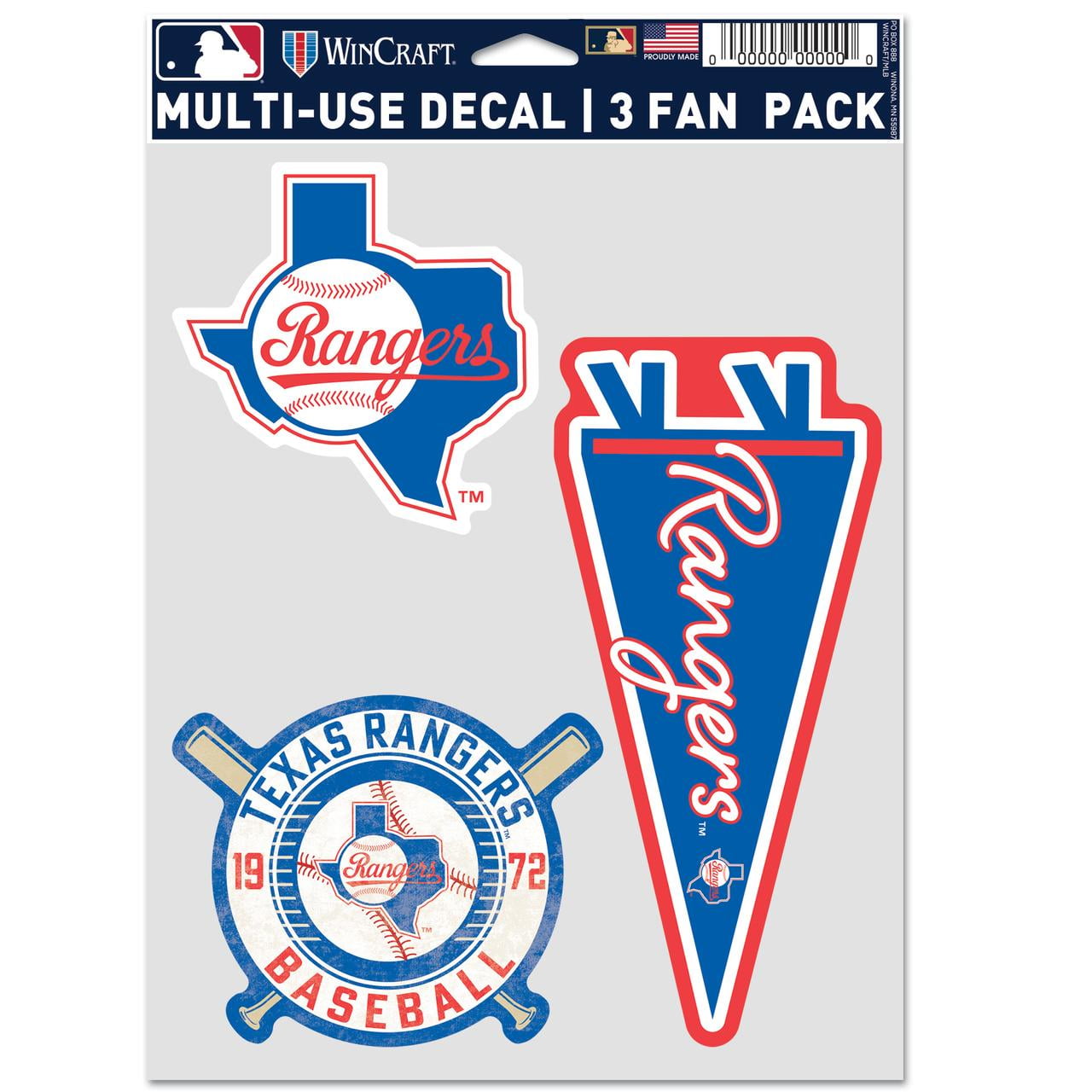 WinCraft MLB Texas Rangers Heritage 5" x 7.75" Multi Color Vinyl Three ...