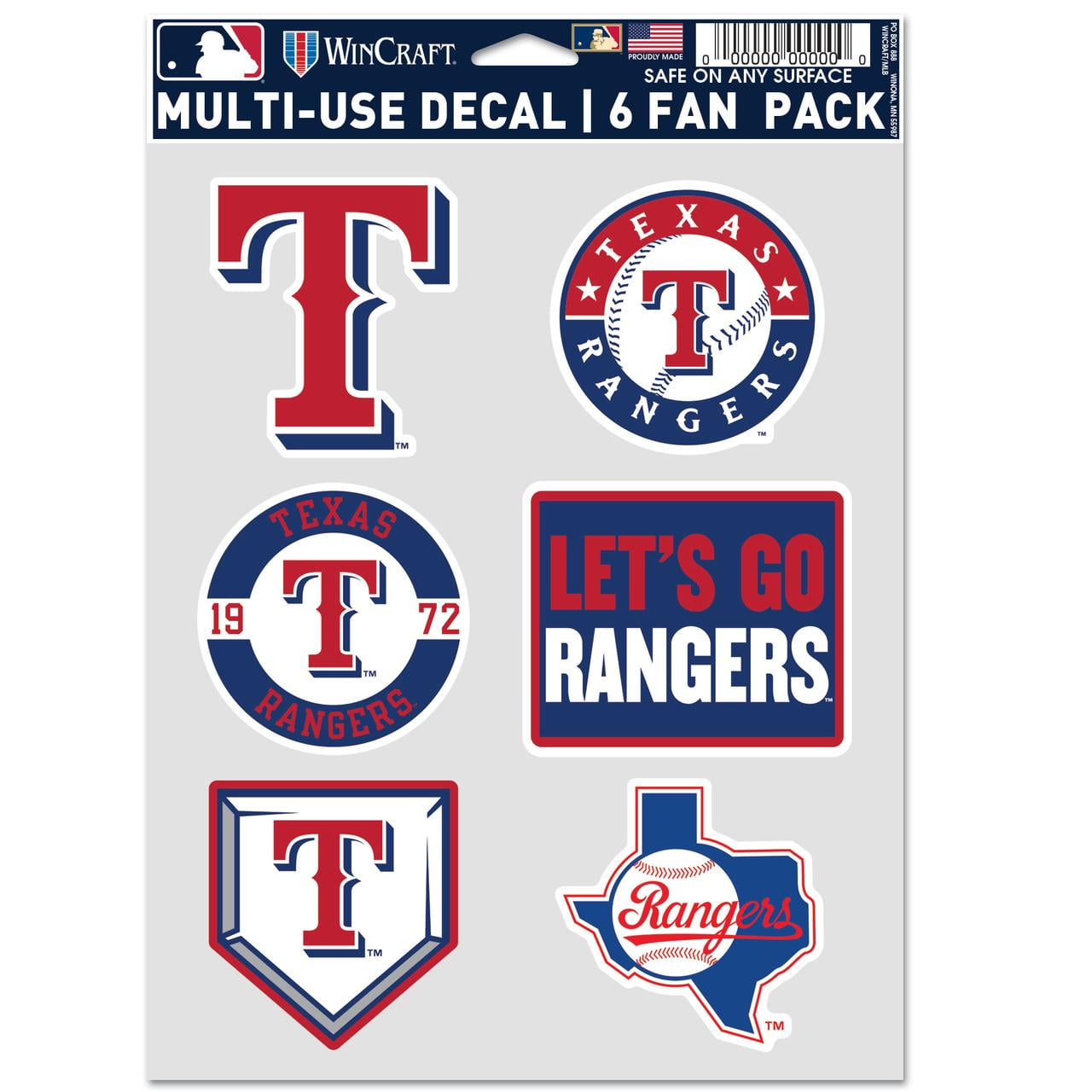 WinCraft MLB Texas Rangers Team Alternate 5" x 7.75" 6 Pack Fan Decal ...