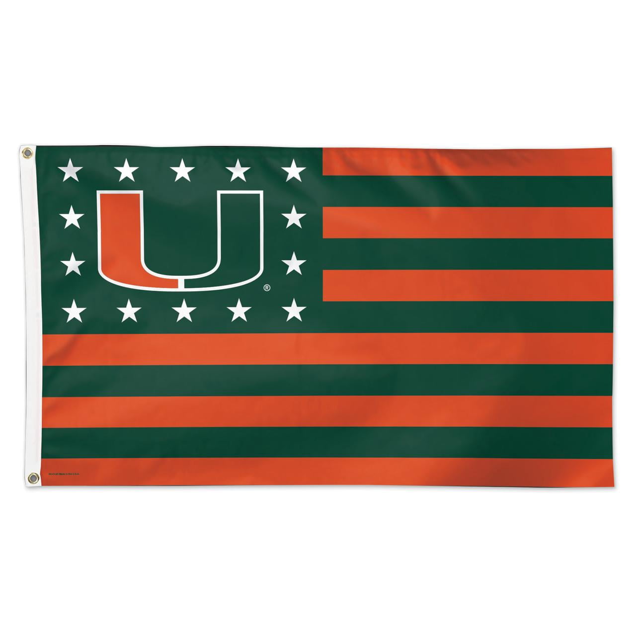 WinCraft Miami Hurricanes 3' x 5' Single-Sided Deluxe Patriotic Stars ...