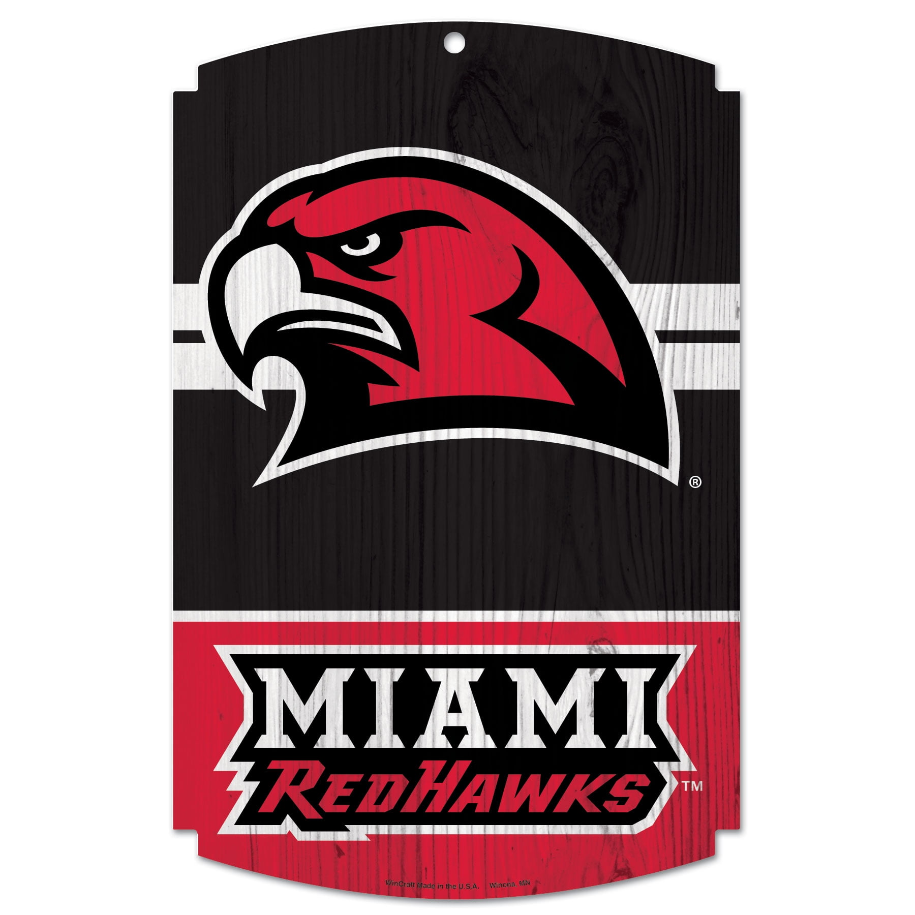 WinCraft Miami University RedHawks 11'' x 17'' Logo Wood Sign - Walmart.com