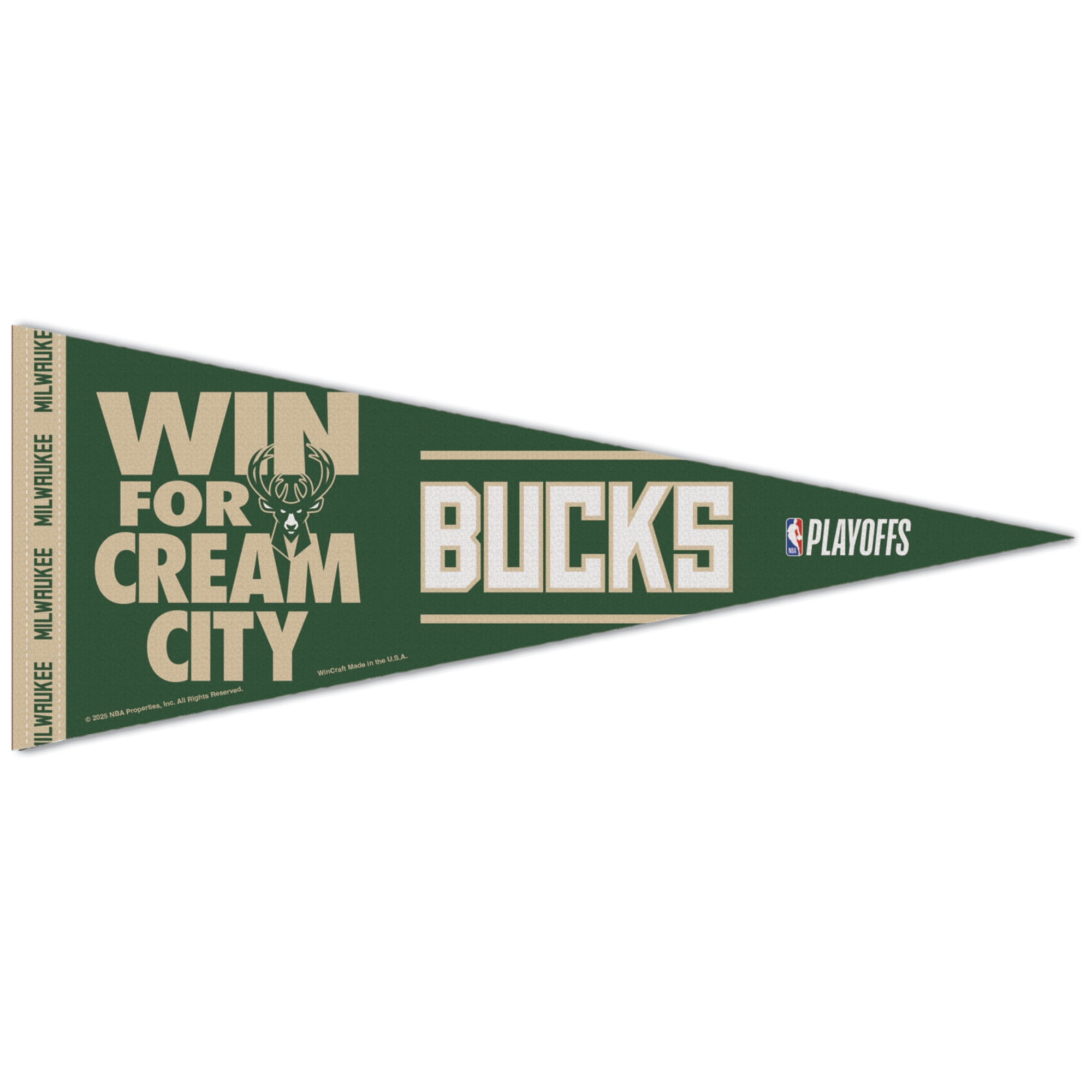 WinCraft Milwaukee Bucks 2025 NBA Playoffs 12'' x 30'' Premium Pennant ...