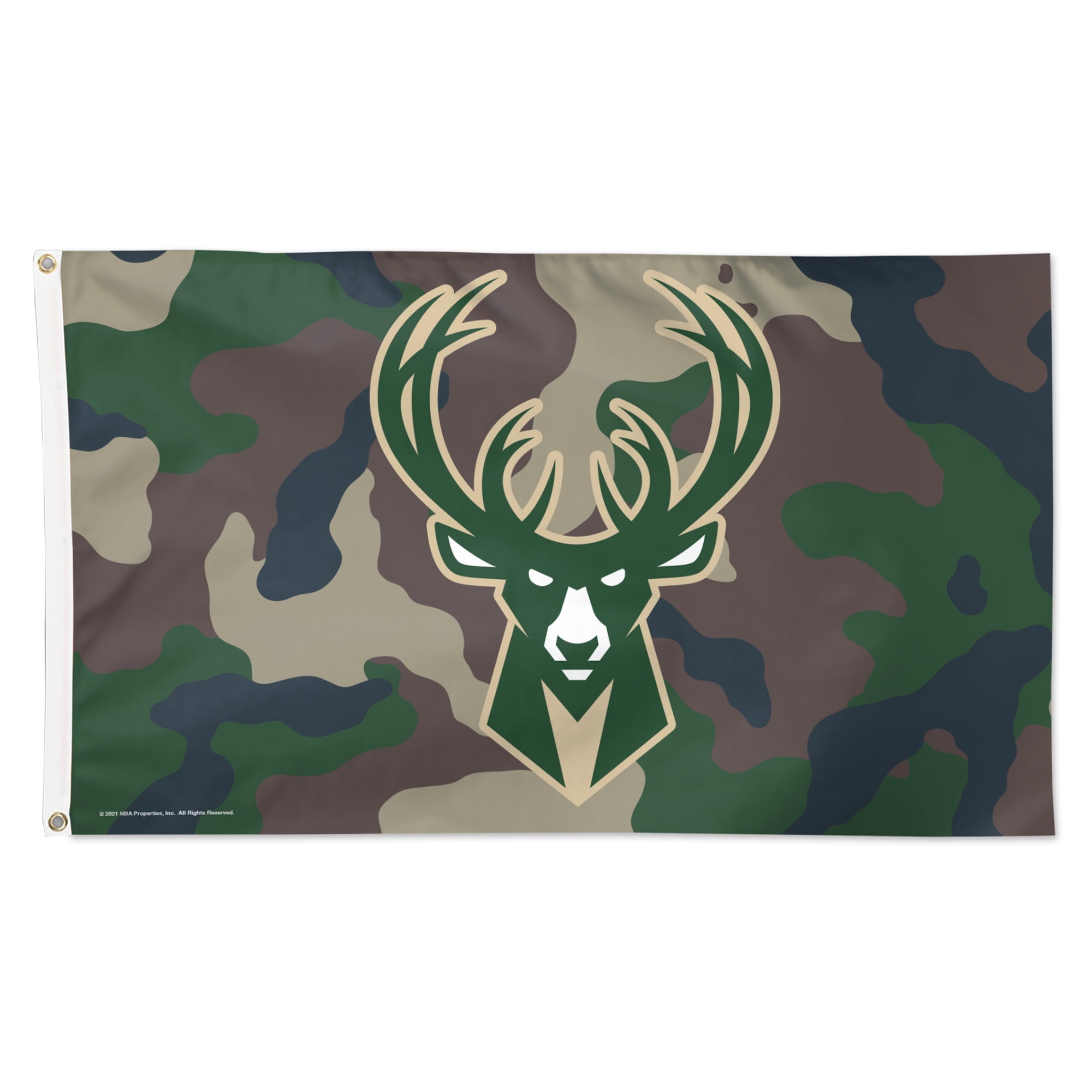 WinCraft Milwaukee Bucks 3' x 5' Single-Sided Deluxe Camo Flag ...