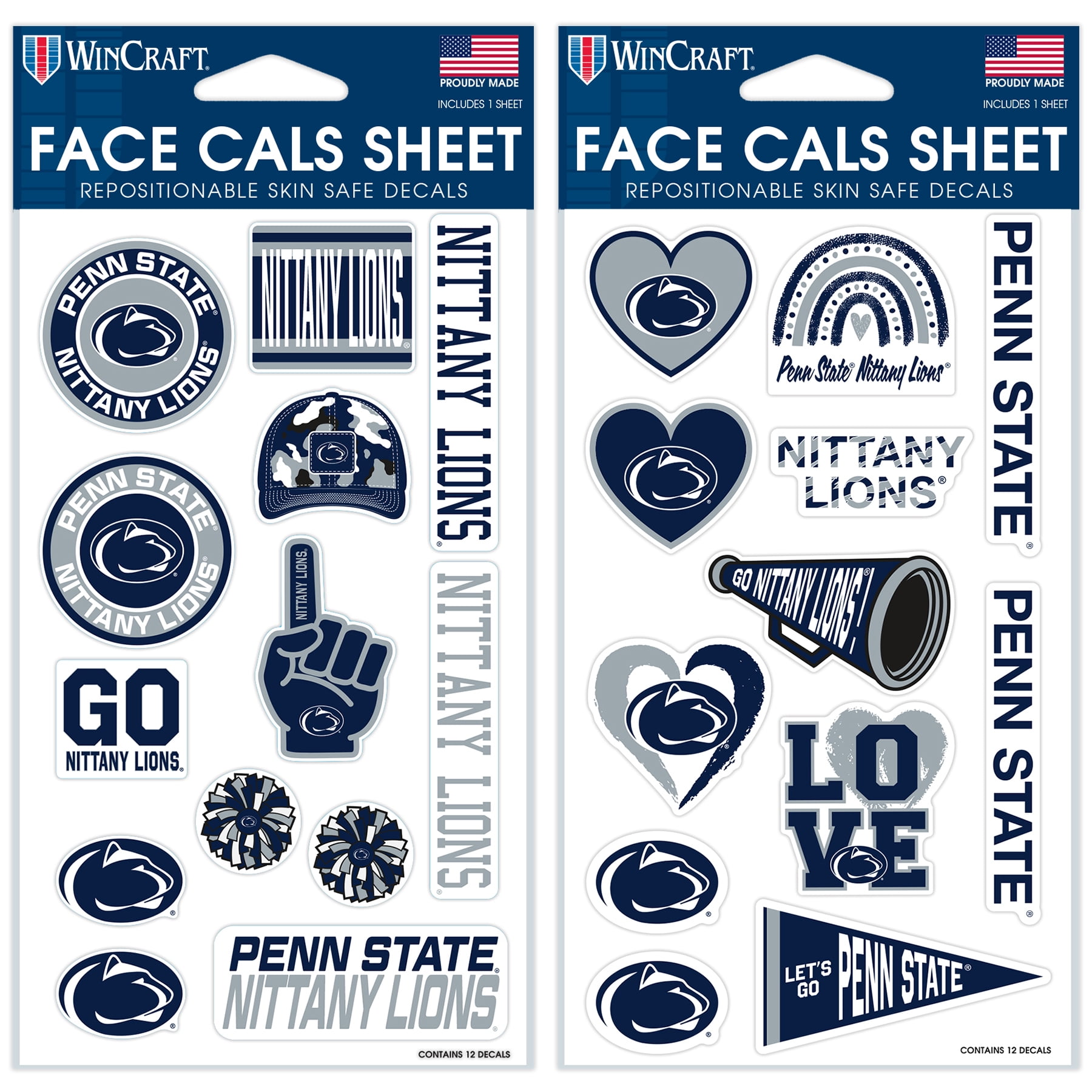 WinCraft NCAA Penn State Team Face Cal Waterless Decals - Walmart.com