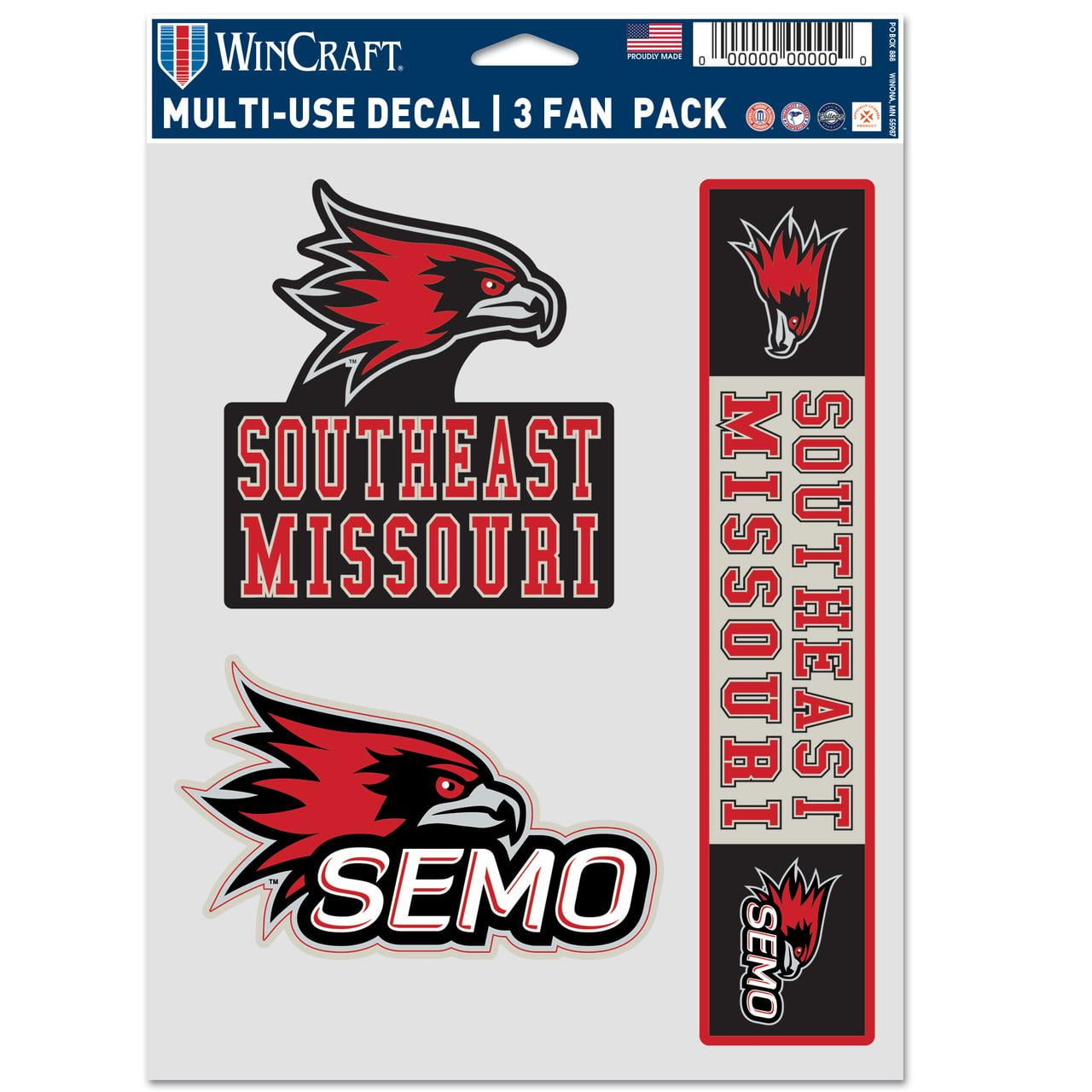 WinCraft NCAA Southeast Missouri Team 5" x 7.75" 3 Pack Fan Decal ...