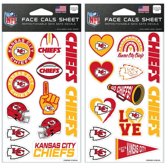 WinCraft NFL Kansas City Chiefs Team 4" x 7" Face Cal Assortment Pack ...