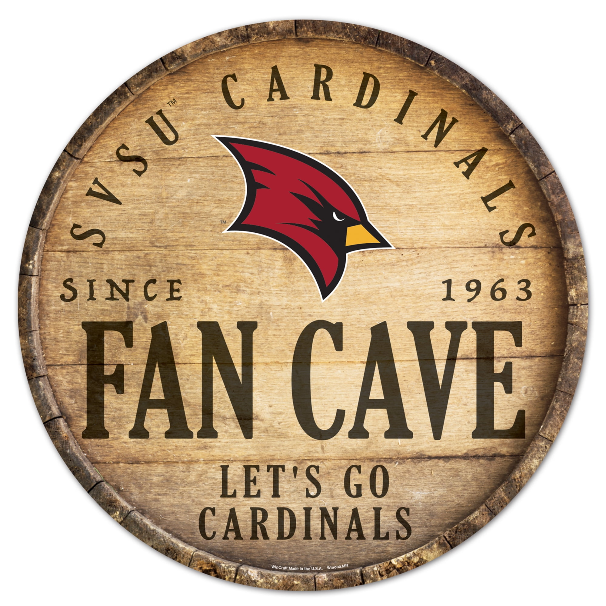 WinCraft Saginaw Valley State Cardinals 14" Fan Cave Circular Wood Sign ...