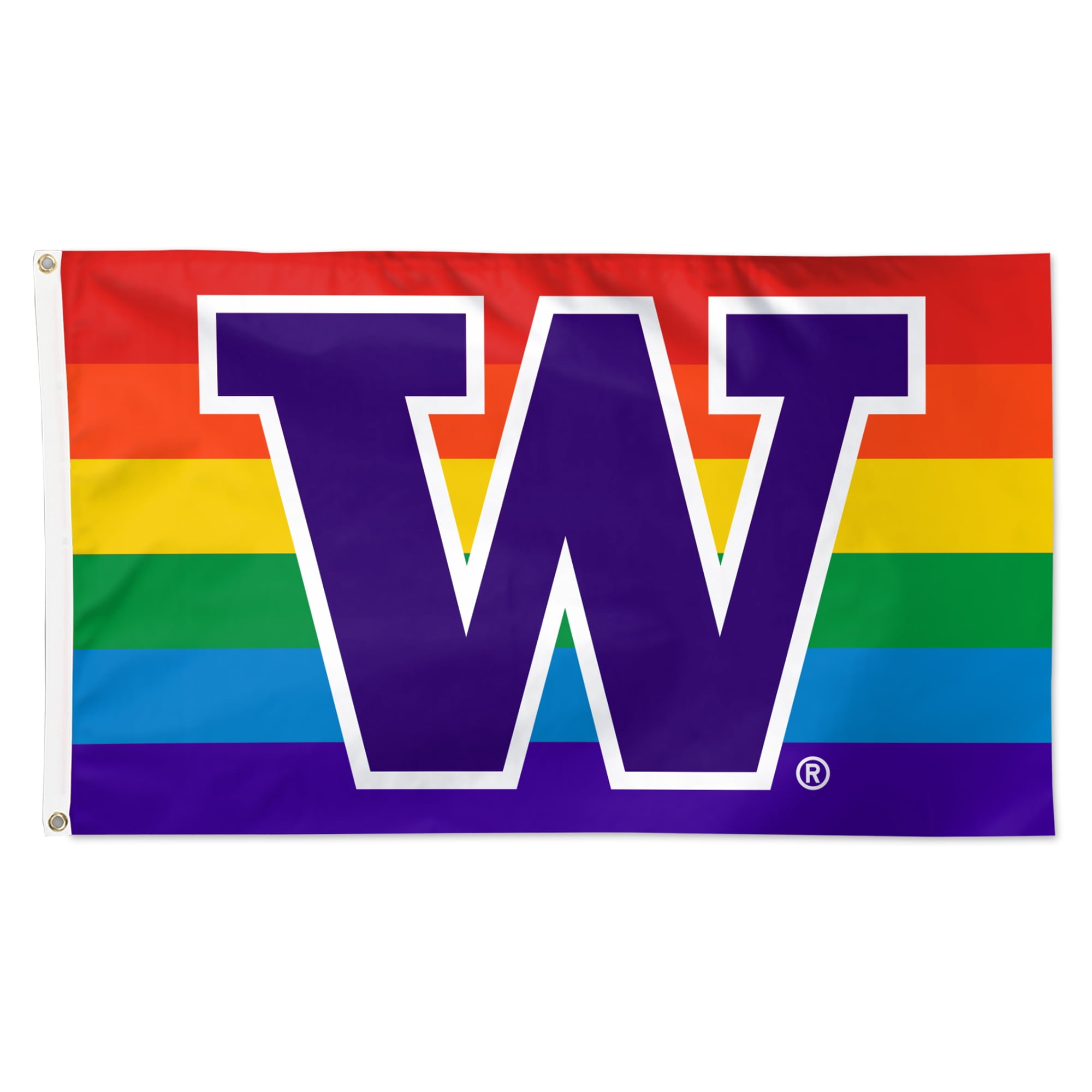 WinCraft Washington Huskies 3' x 5' Single-Sided Deluxe Team Pride Flag ...