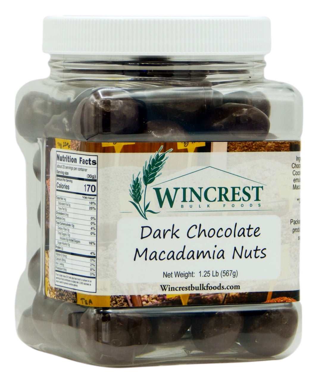 WinCrest Dark Chocolate Macadamia Nuts - 1.25 Lb Tub - Walmart.com