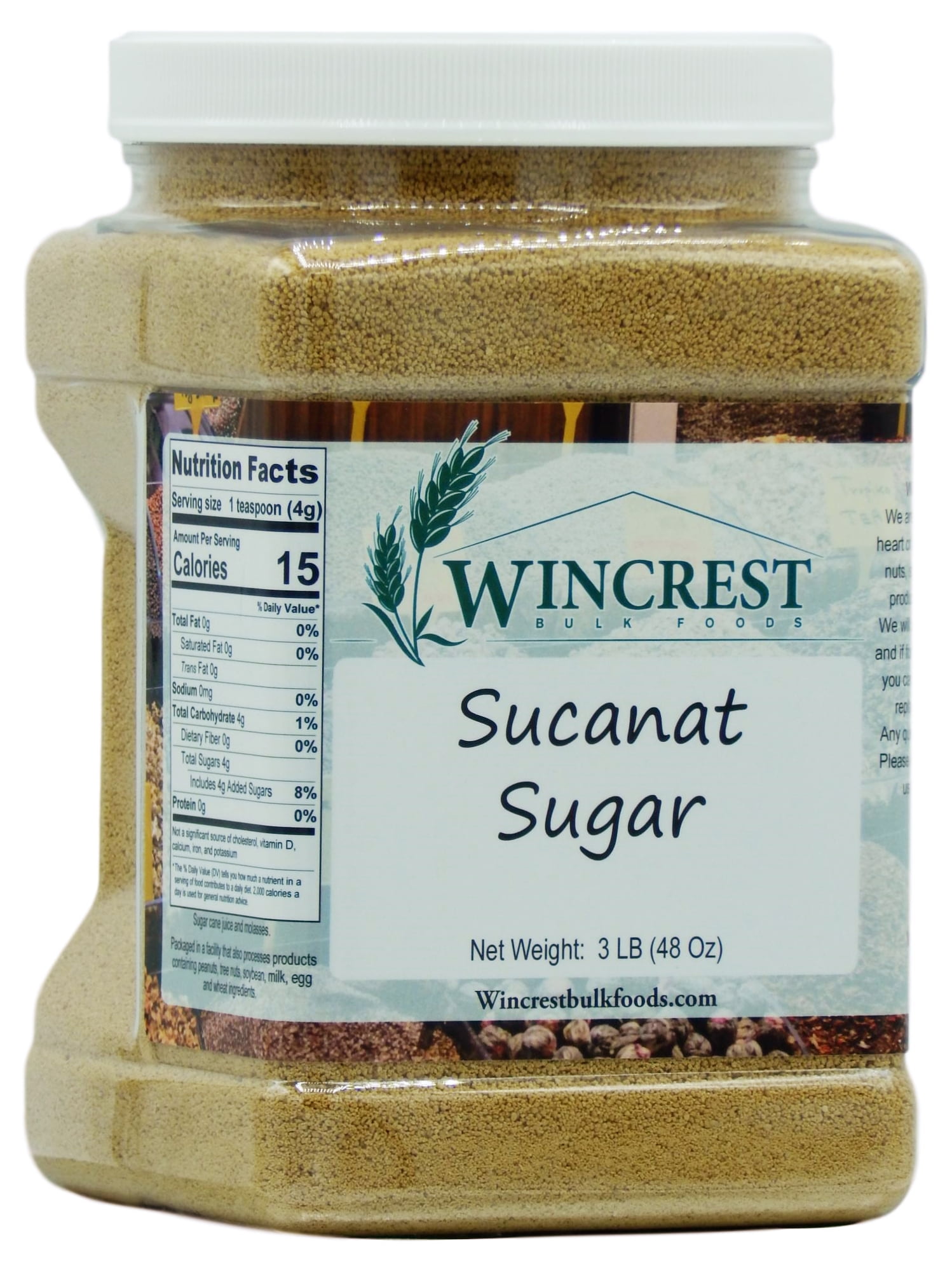 WinCrest Natural Sucanat Sugar - 3 Lb Tub, Quick Dissolving, Product of ...