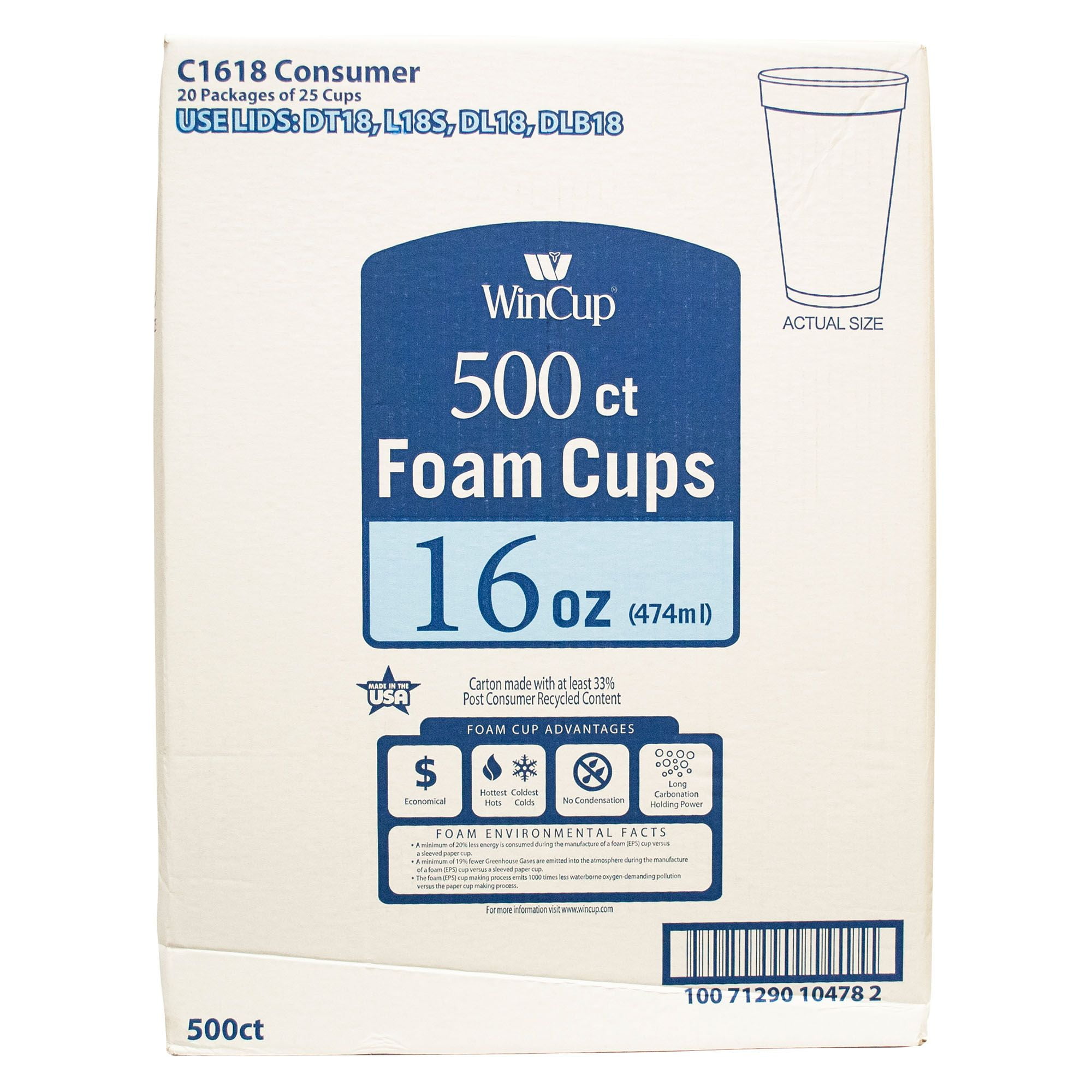 WinCup 16-Oz. Disposable Hot Styrofoam Cups, 500 ct. - White - Walmart.com
