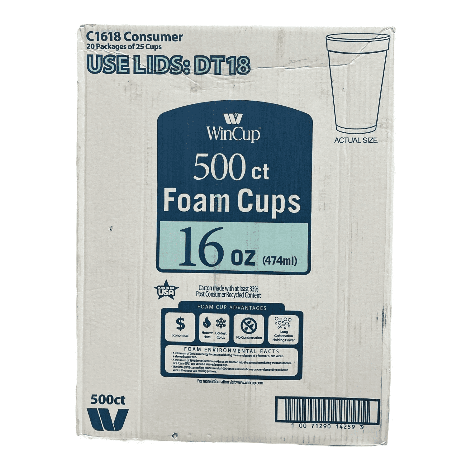 WinCup 16-Oz. Disposable Hot Styrofoam Cups, 500 ct. - White - Walmart.com