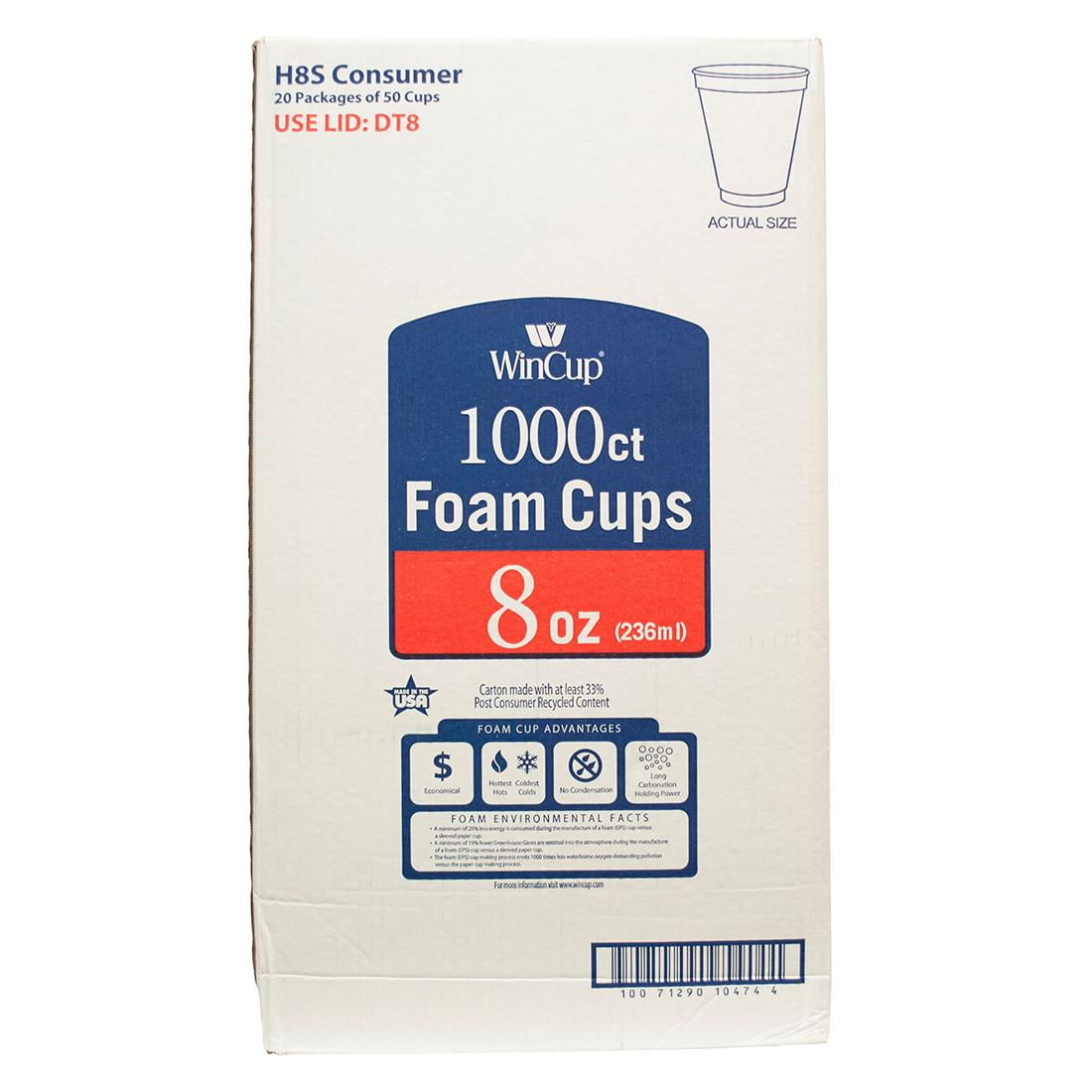WinCup 8-Oz. Foam Cups, 1,000 ct. - White - Walmart.com
