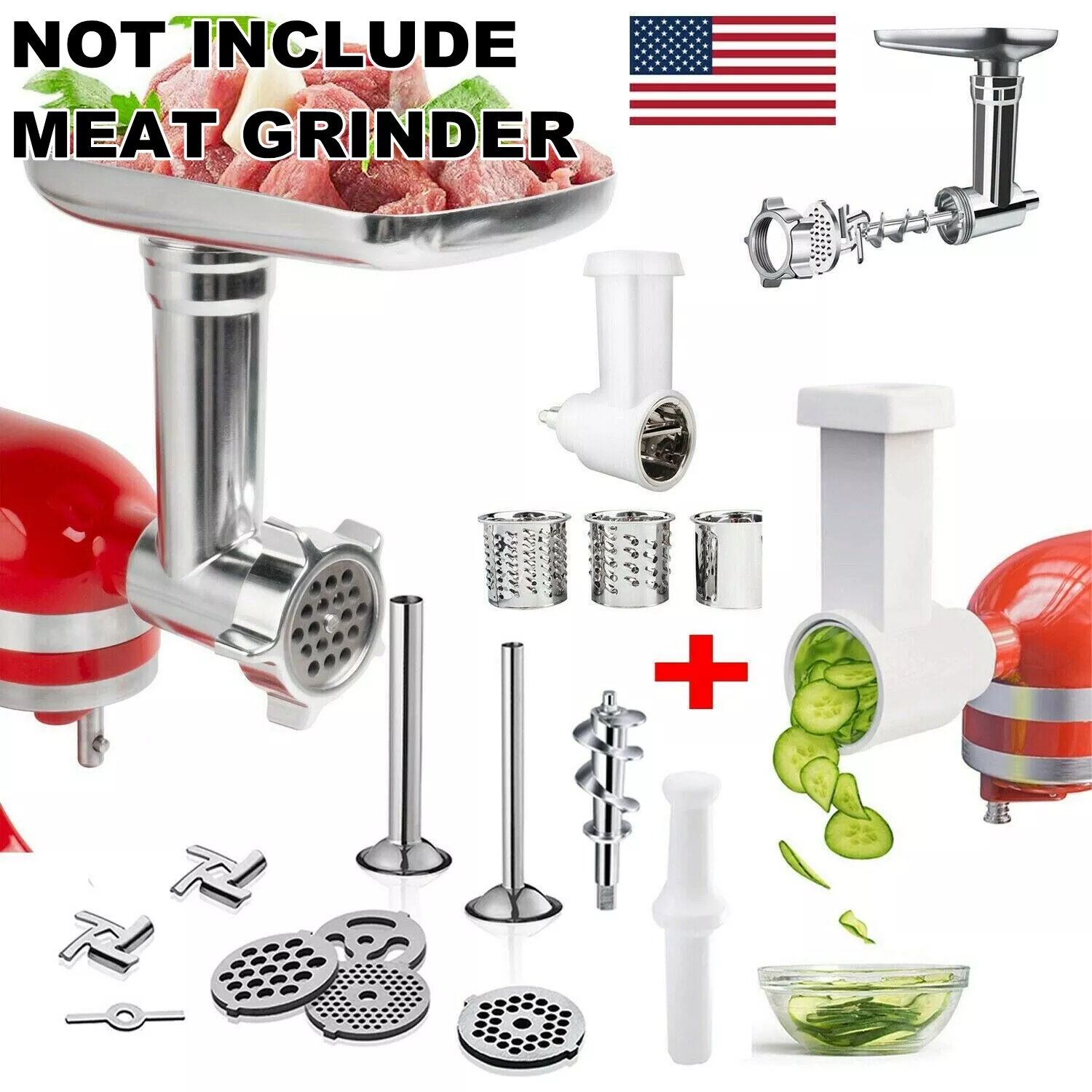 WinHolder Food Meat Grinder Attachment + Prep Slicer Shredder For ...
