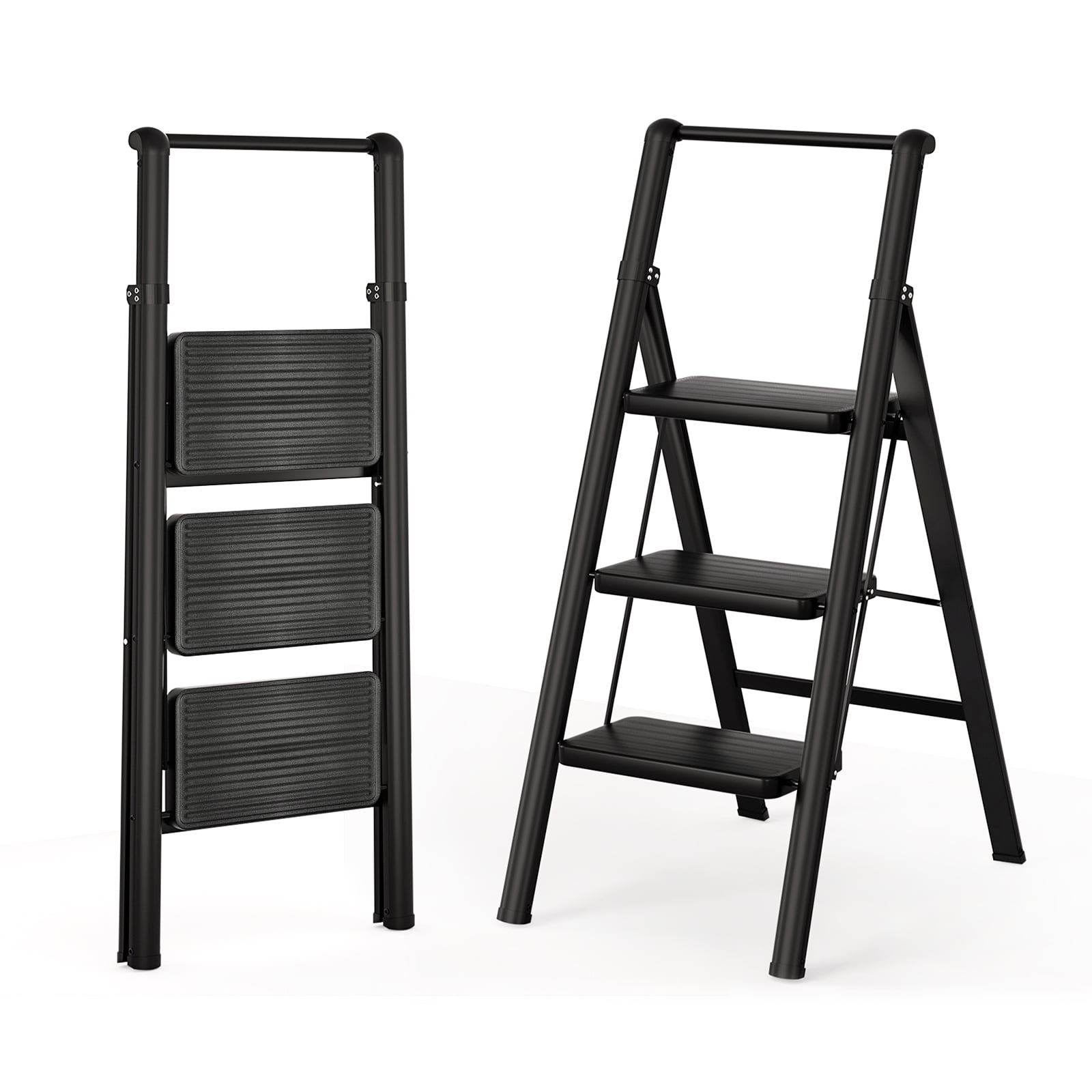 WinHolder Step Ladder 3 Step Folding, Step Stool Foldable with Handle ...