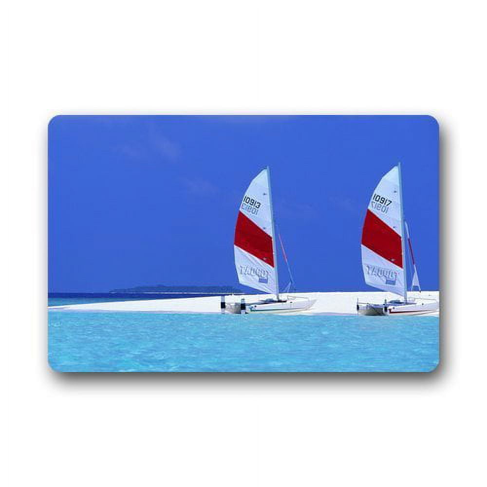 WinHome Beautiful Sea Shore and Sailing Boats Doormat Floor Mats Rugs ...