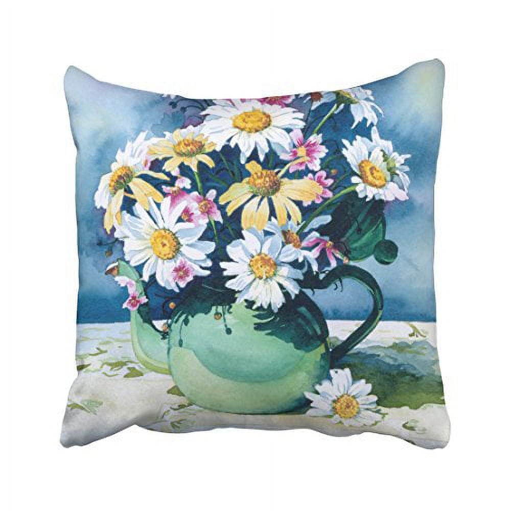 WinHome Colorful Fashion Daisies In Green Teapot Watercolor Art Vintage ...