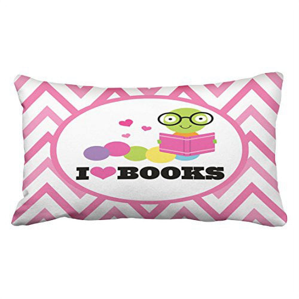 WinHome Cute Pink Vintage Bookworm Chevron Reading I Love Books ...