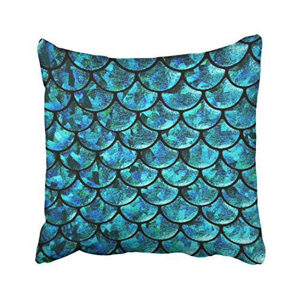 WinHome Fashion Shiny Blue Mermaid Scales Pattern Decorative Pillow ...