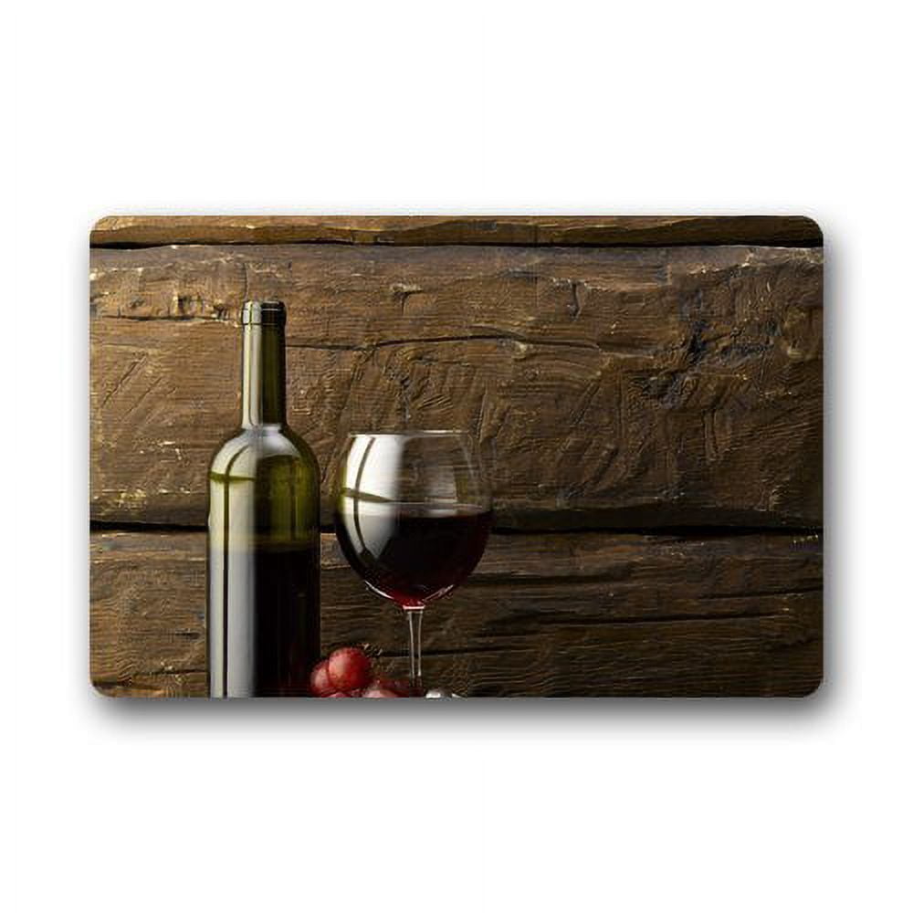 WinHome Grapes Bottle And Glass Of Red Wine Doormat Floor Mats Rugs ...
