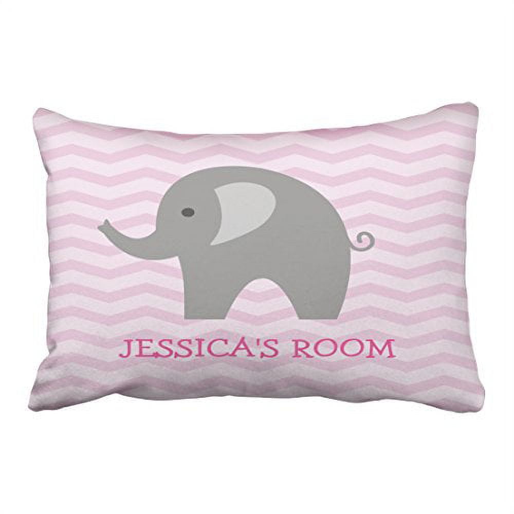 WinHome Pink Chevron And Cute Grey Elephant Nursery Polyester 20 x 30 ...