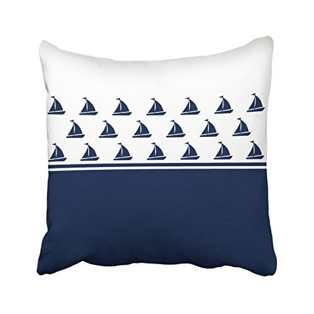 WinHome Square Throw Pillow Covers Navy Blue Sailing Boats Nautical ...