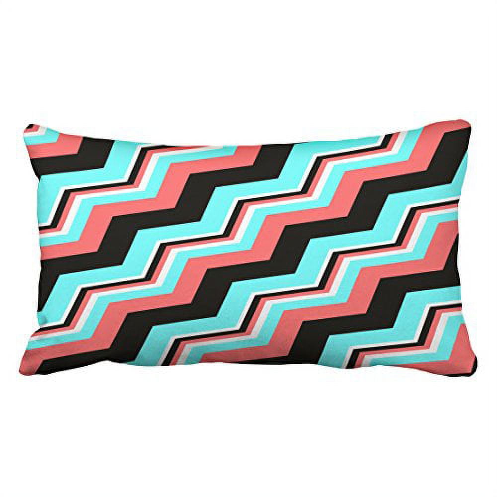 WinHome Trendy Black White Coral Teal Chevron Polyester 20 x 30 Inch ...