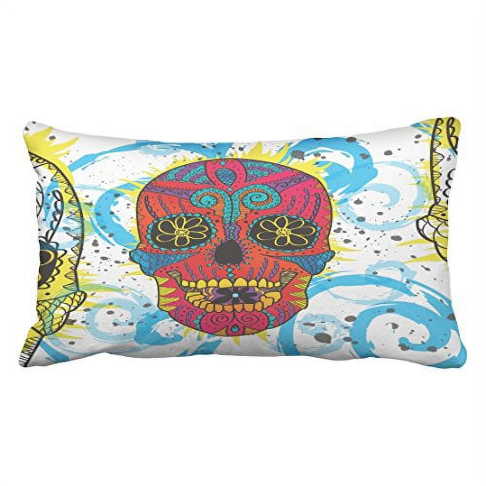 WinHome Vintage Day Of The Dead Rainbow Skull Daisy Tribal Watercolor ...