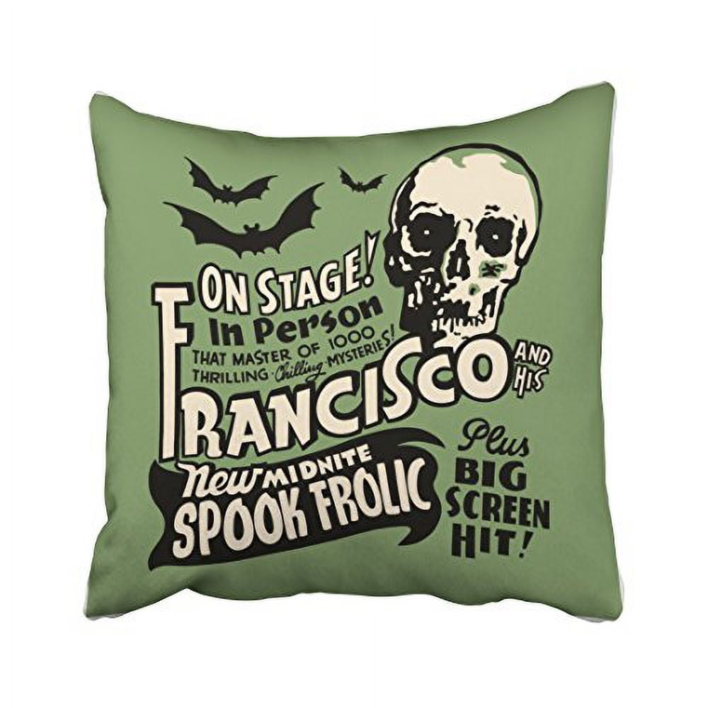WinHome Vintage Spook Show Poster Art Francisco Skull Polyester 18 x 18 ...