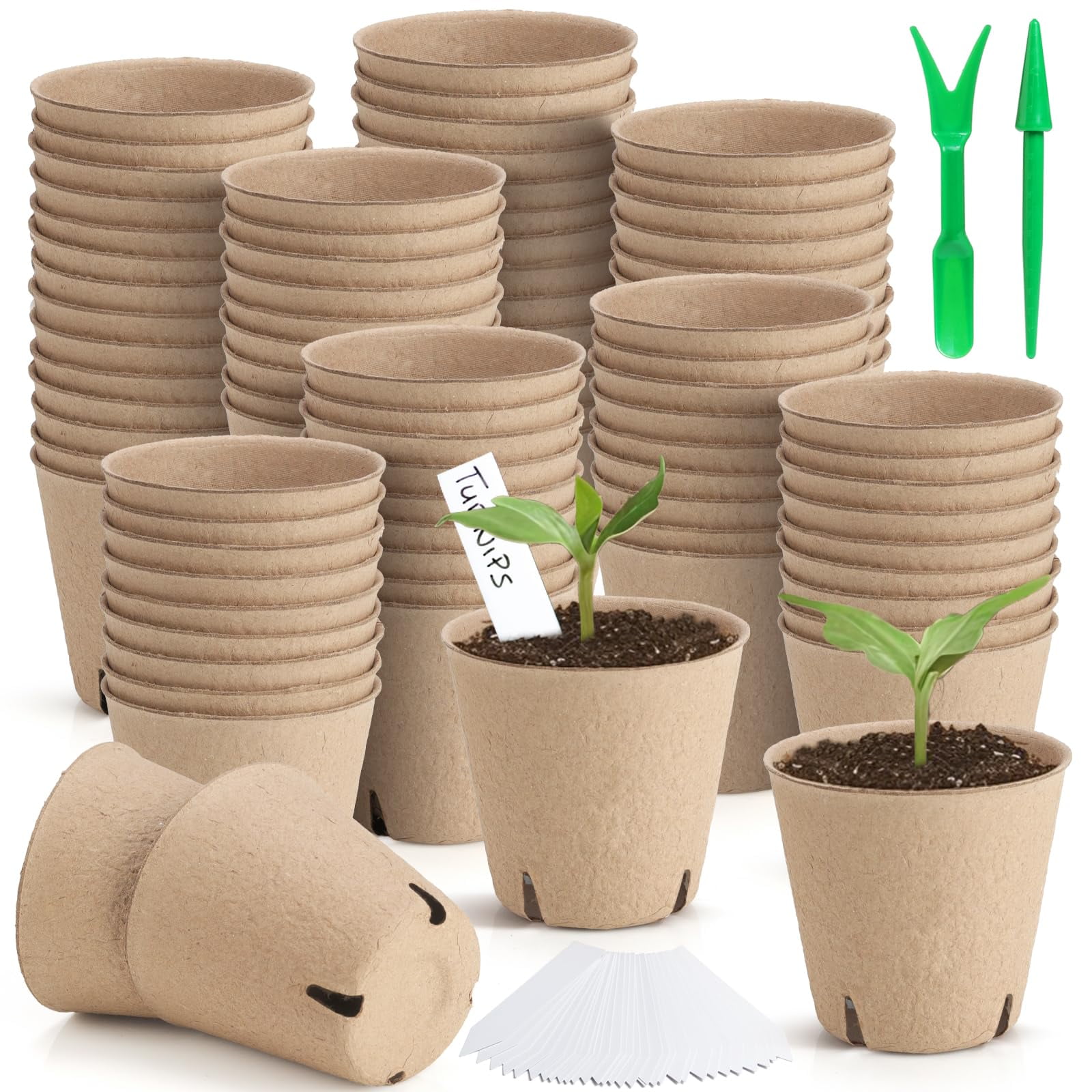 WinJiaYao 130 Pcs 3.15 Inch Peat MVR1 Pots,Seed Starting Pots with ...