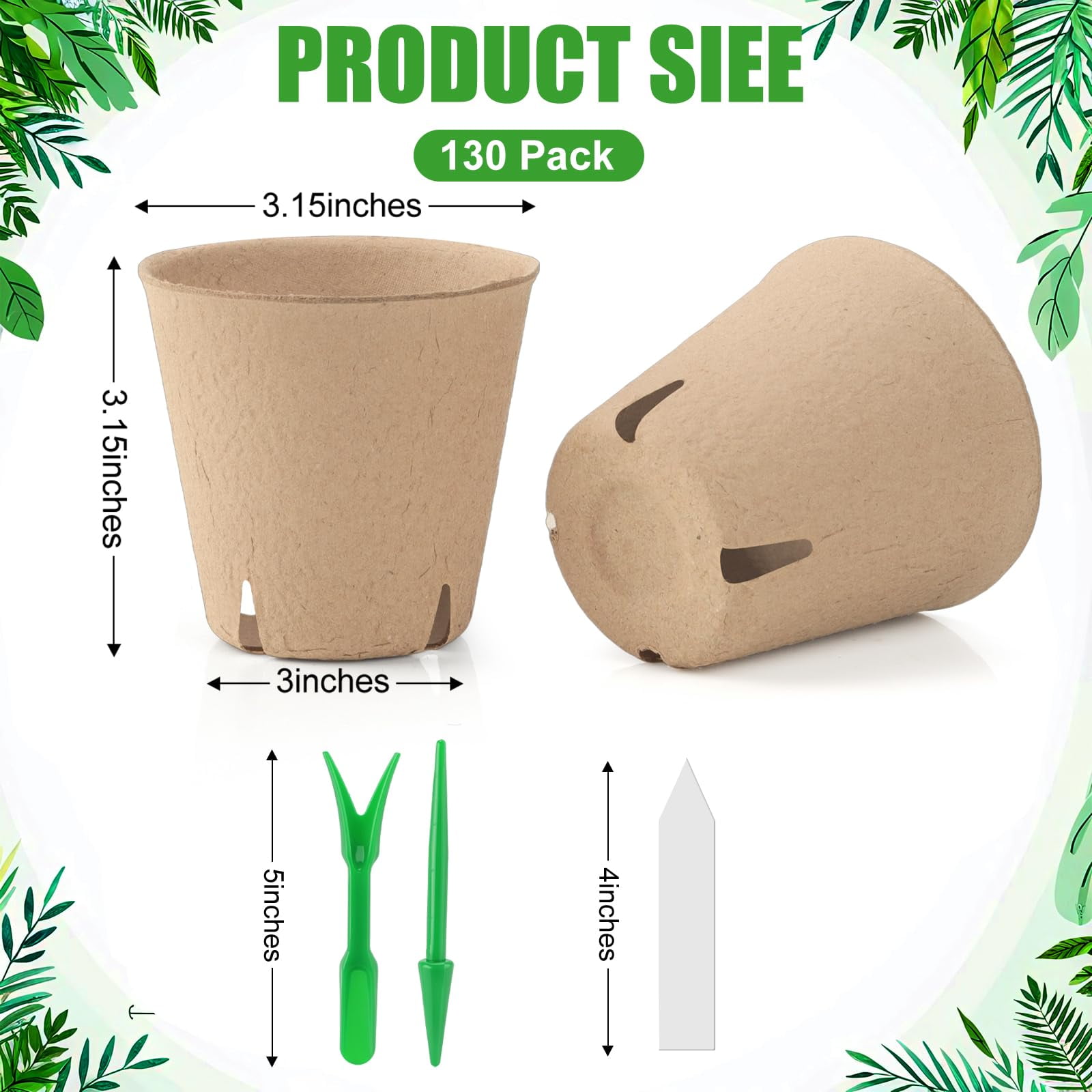 WinJiaYao 130 Pcs AJH3 3.15 Inch Peat Pots,Seed Starting Pots with ...