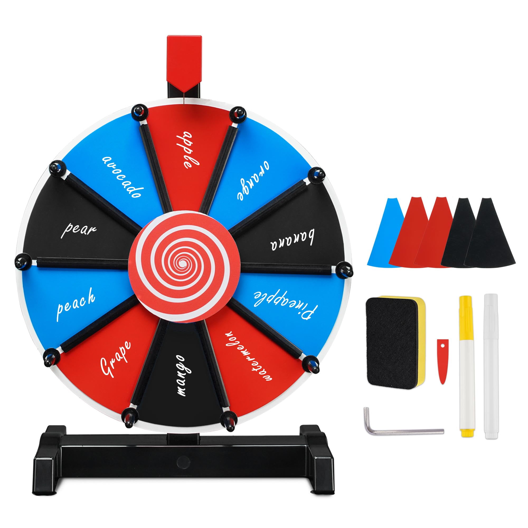 WinSpin 12" Tabletop DIY Color Prize Wheel 10 Slot Editable Spin Game ...