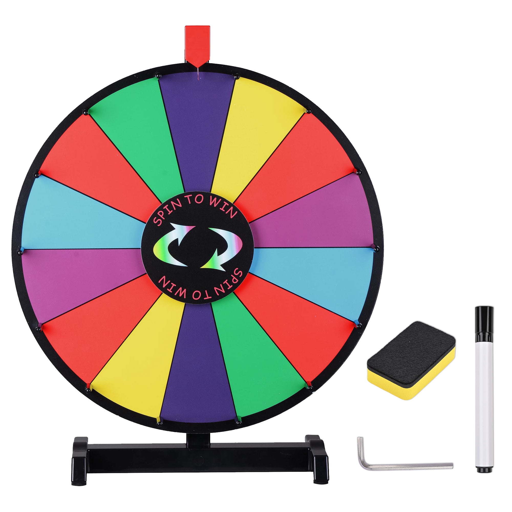 WinSpin 18 Inch Tabletop Color Prize Wheel 14 Slots Editable Fortune ...