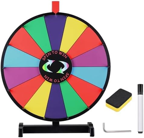 WinSpin 18" Round Tabletop Color Prize Wheel 14 Clicker Slots Heavy ...