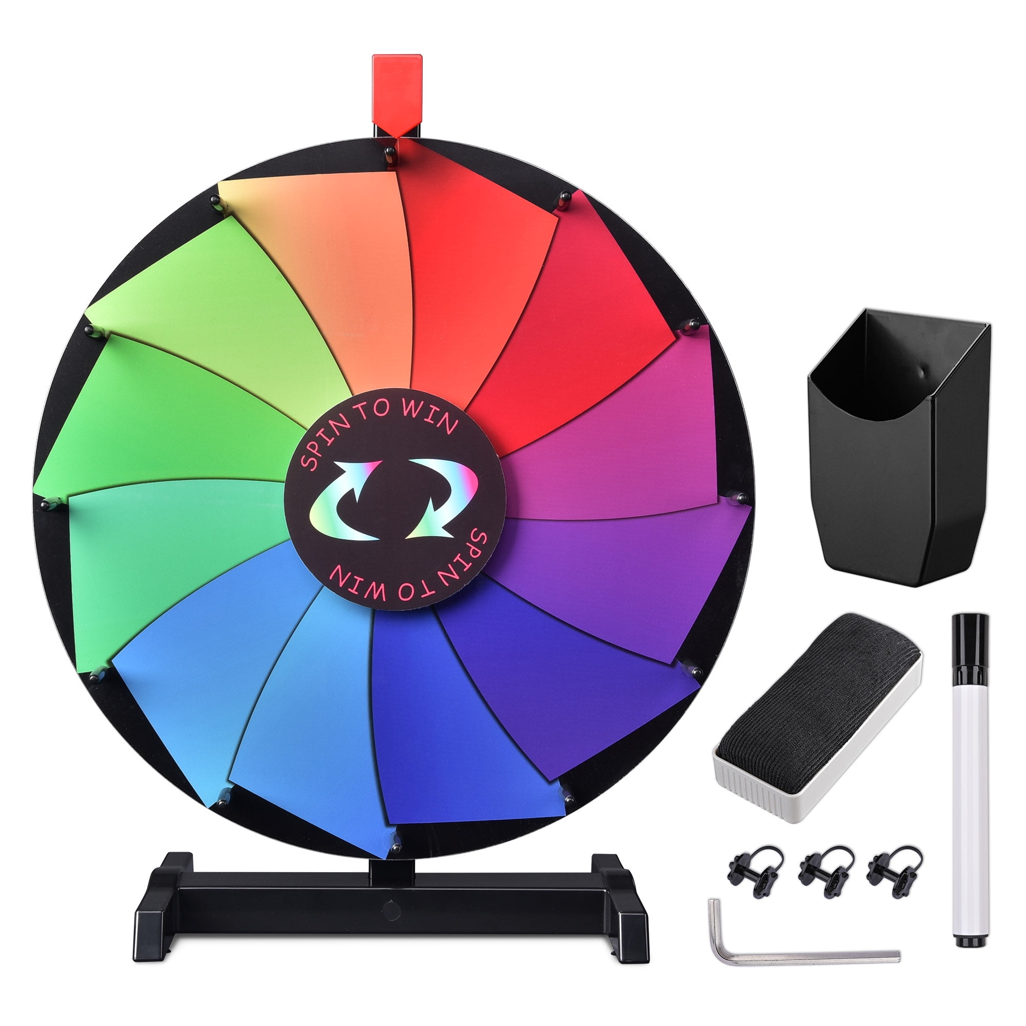 WinSpin 18" Tabletop Color Prize Wheel 12 Slots Editable Fortune ...