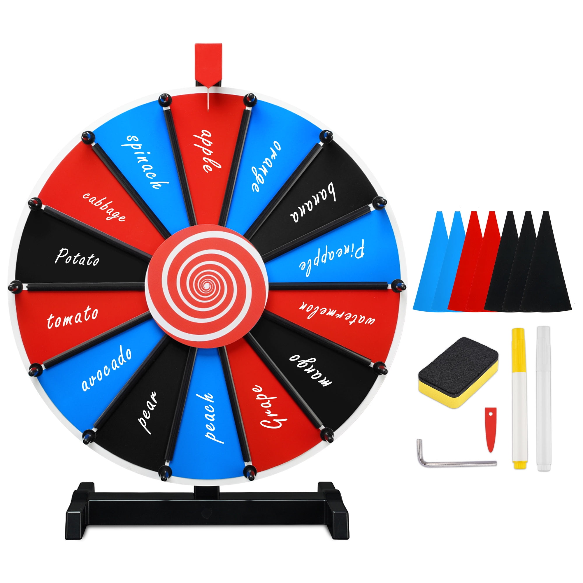 WinSpin 18" Tabletop DIY Color Prize Wheel 14 Slot Editable Spin Game ...