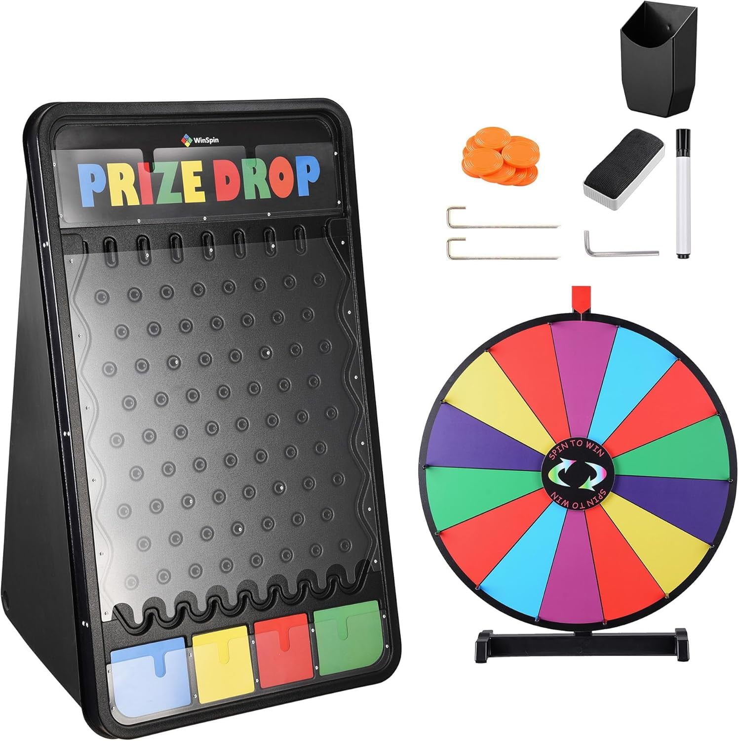 WinSpin 24" Spinning Color Prize Wheel with 41"x25" Prize Drop Board ...