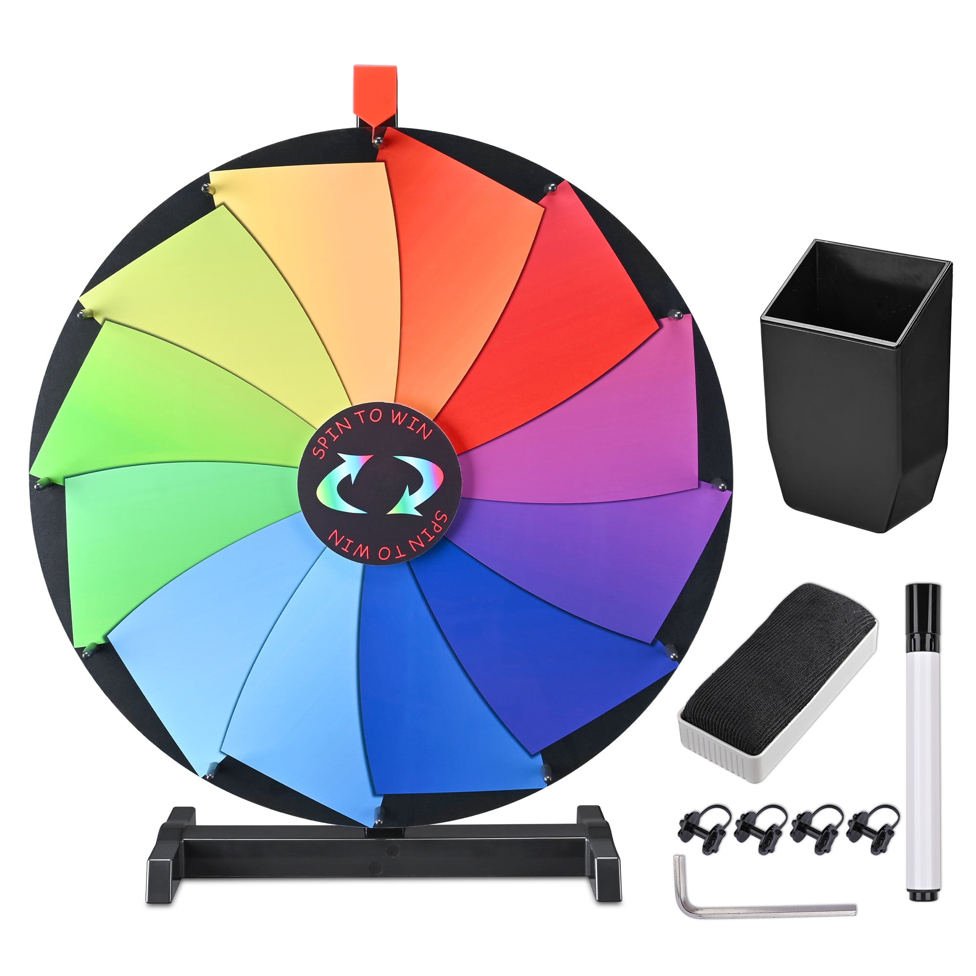 WinSpin 24" Tabletop Editable Color Prize Wheel 12 Slots Fortune ...