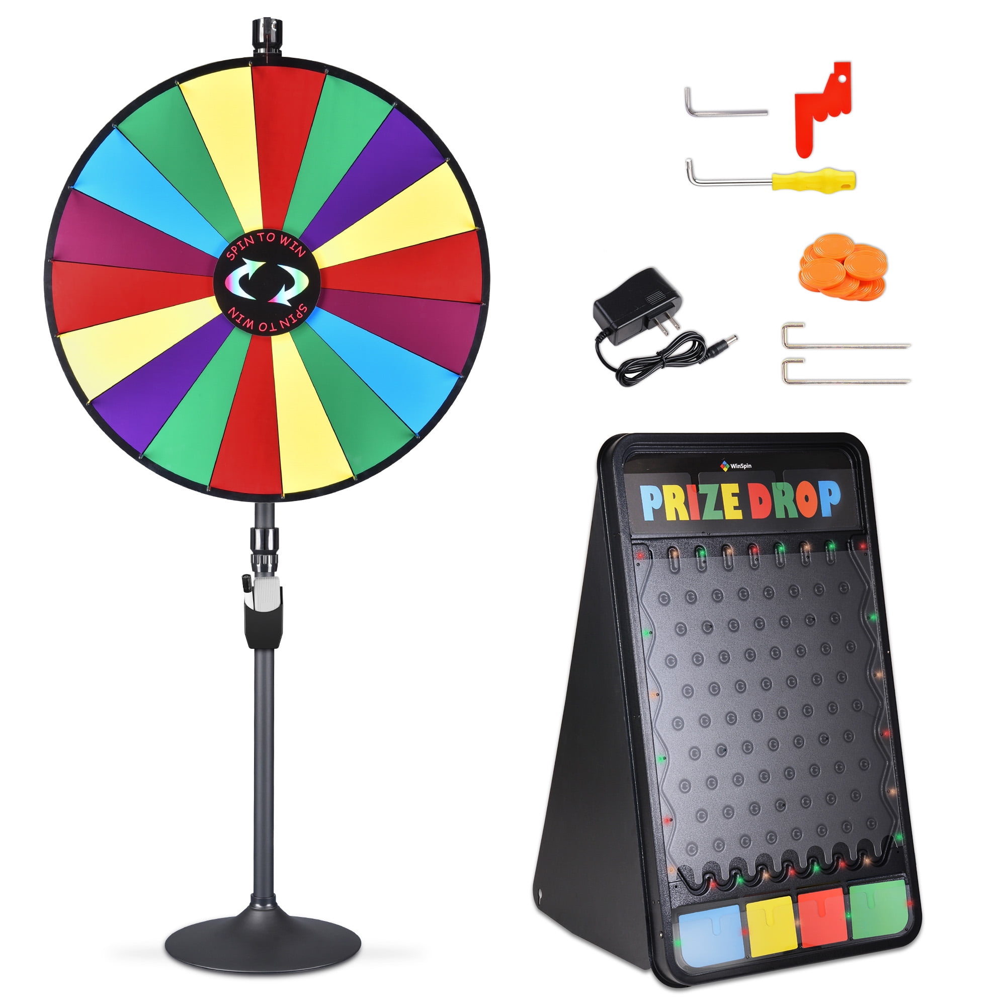WinSpin 36" Dual Use 18 Slots Prize Wheel Prize Drop Game Board Kit w ...