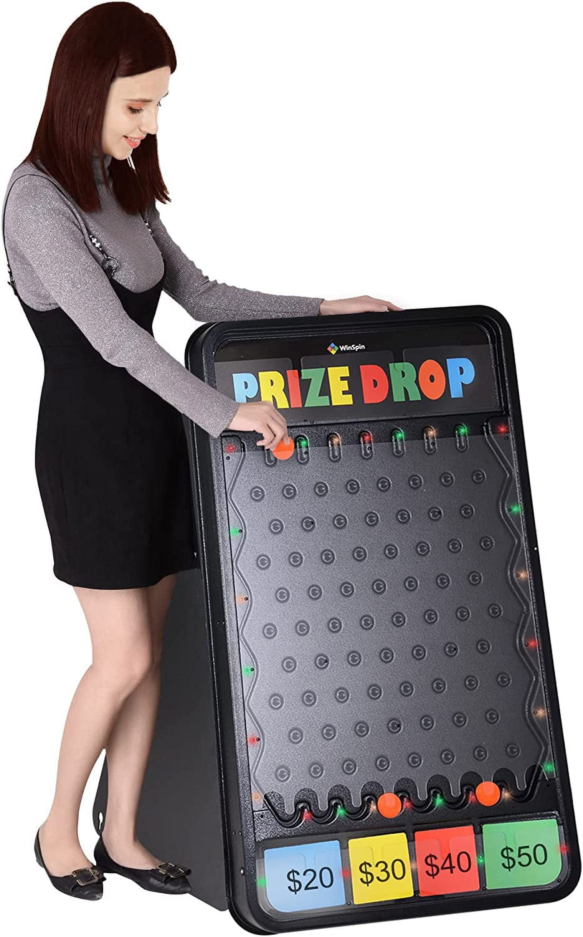 WinSpin 41x25 Large Prize Drop Board with LED Light 24 Pucks for Game ...
