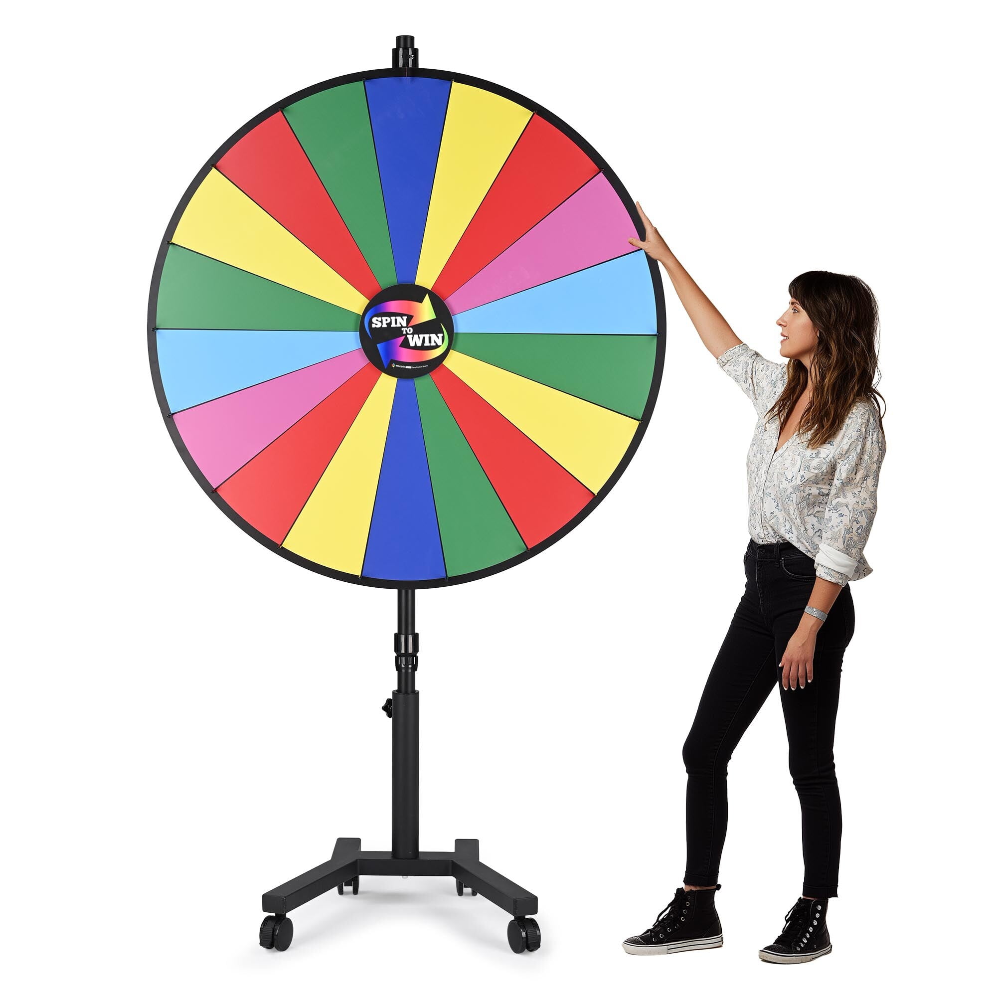 WinSpin 48" Large Giant Prize Wheel w/ Mobile Base Spinning Raffle ...