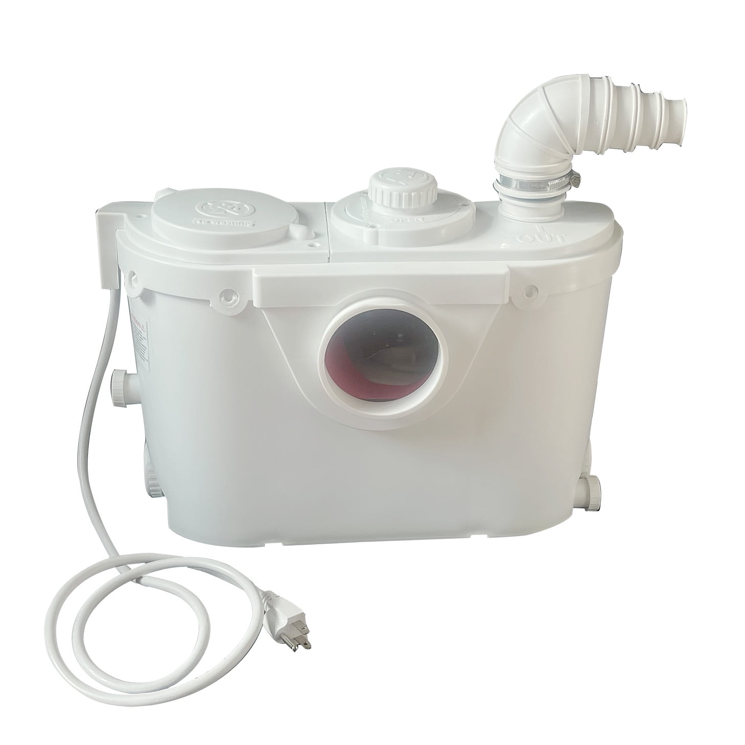 WinZo 500W Toilet Macerator Sewerage Pump with 4 Water Inlets for Rear Back Toilet Kitchen ...