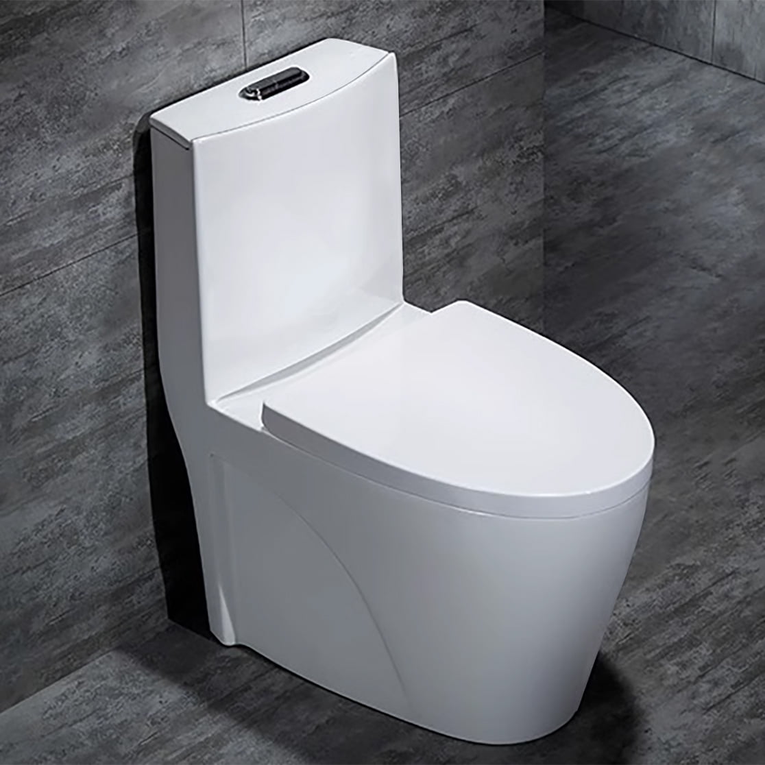WinZo Elongated Rear One Piece Toilet High Efficiency Dual Flush 1.1/1. ...